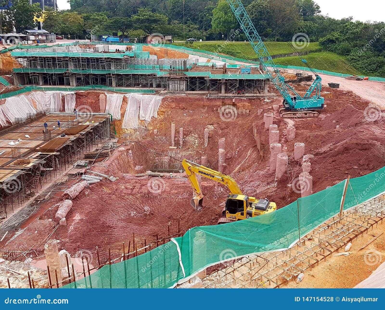 Sub-structure Foundation Works at the Construction Site. Editorial ...