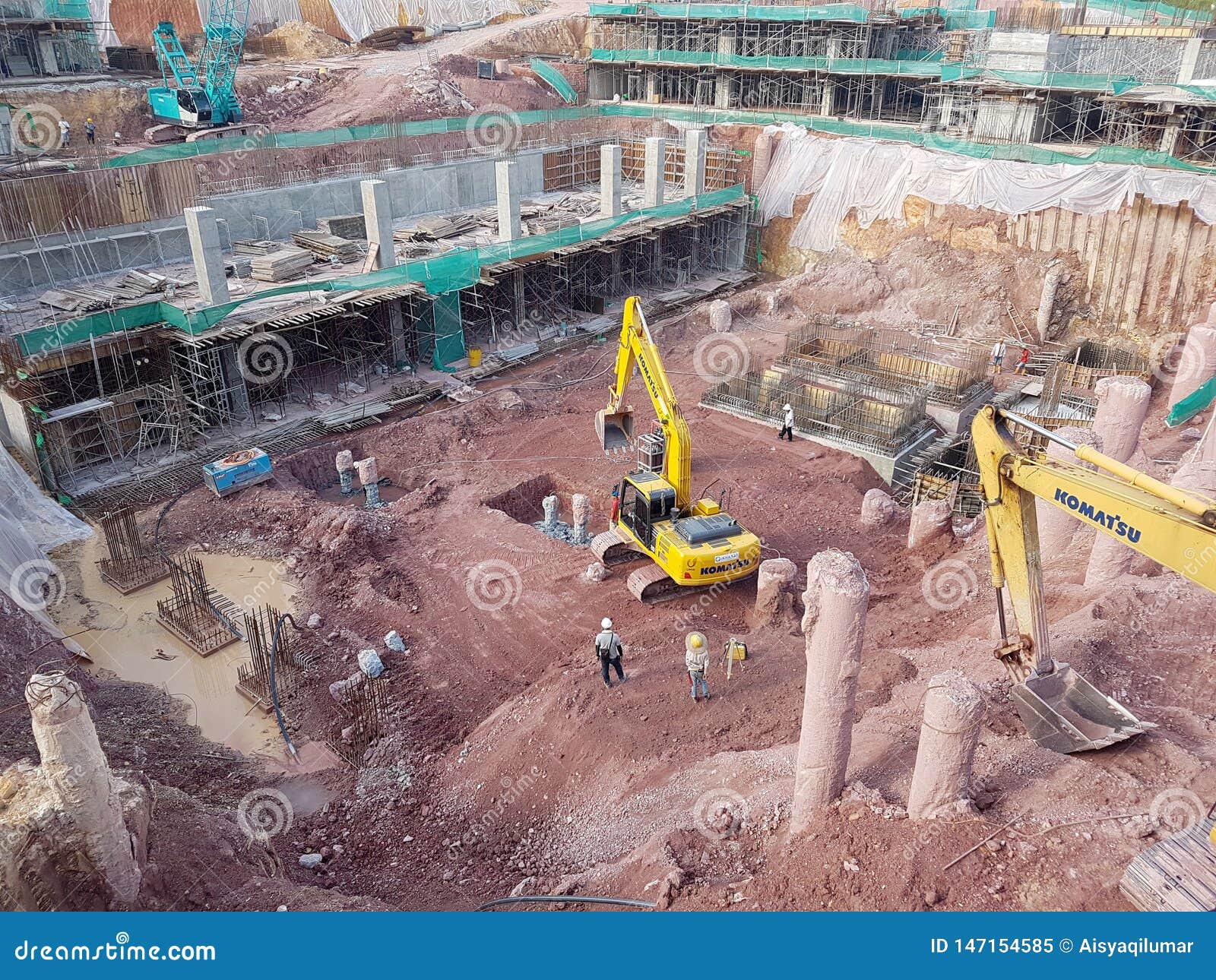 Sub-structure Foundation Works at the Construction Site. Editorial ...