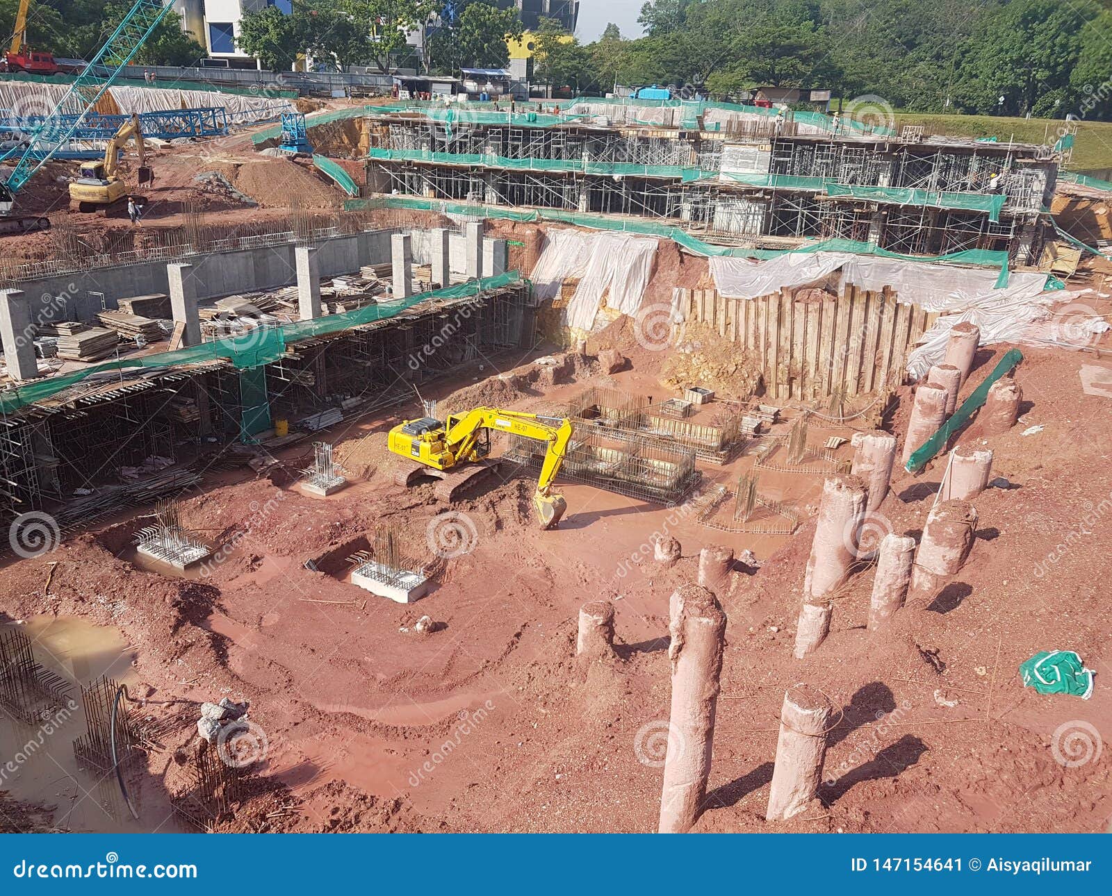 Sub-structure Foundation Works at the Construction Site. Editorial ...