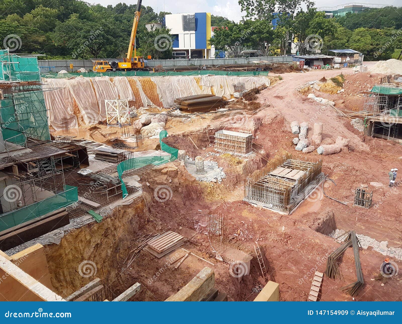 Sub-structure Foundation Works at the Construction Site. Editorial ...