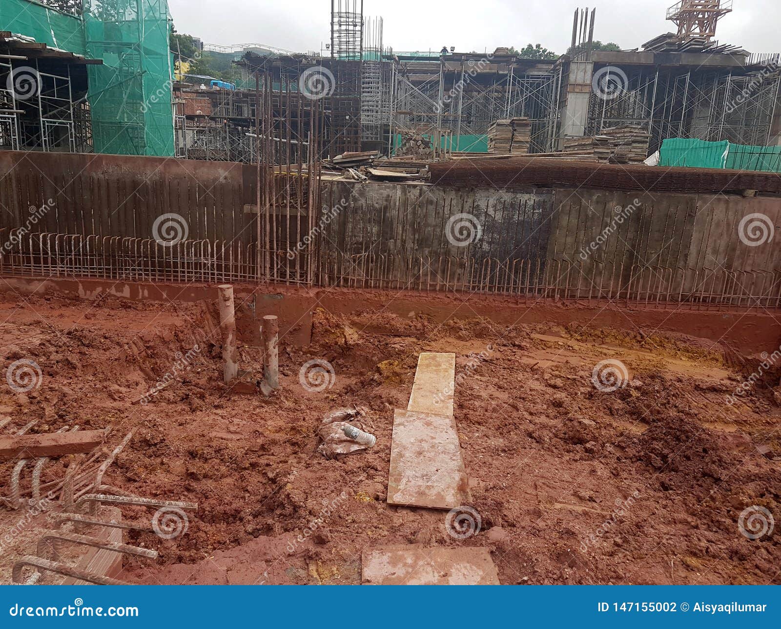 Sub-structure Foundation Works at the Construction Site. Editorial ...