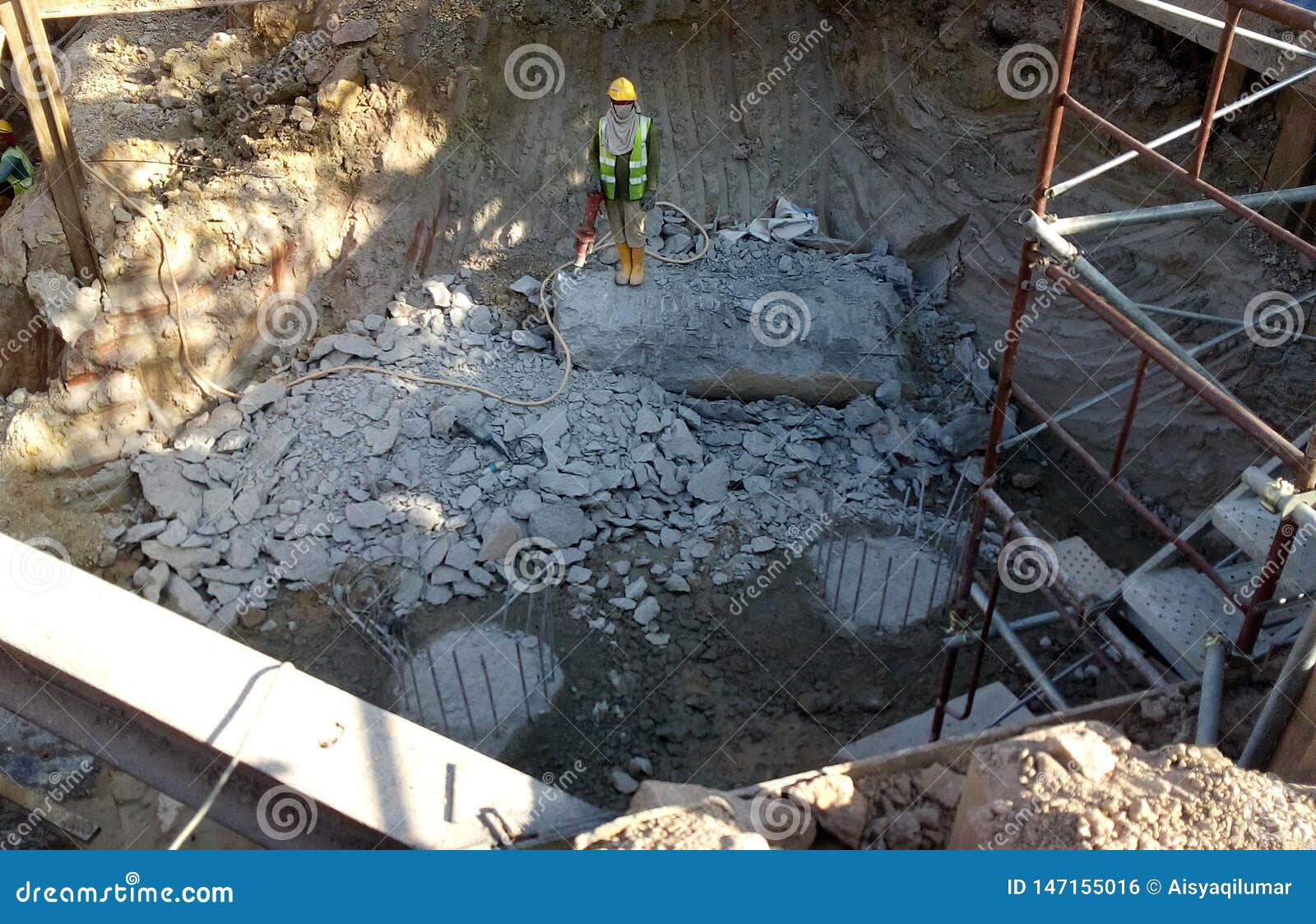Sub-structure Foundation Works at the Construction Site. Editorial ...