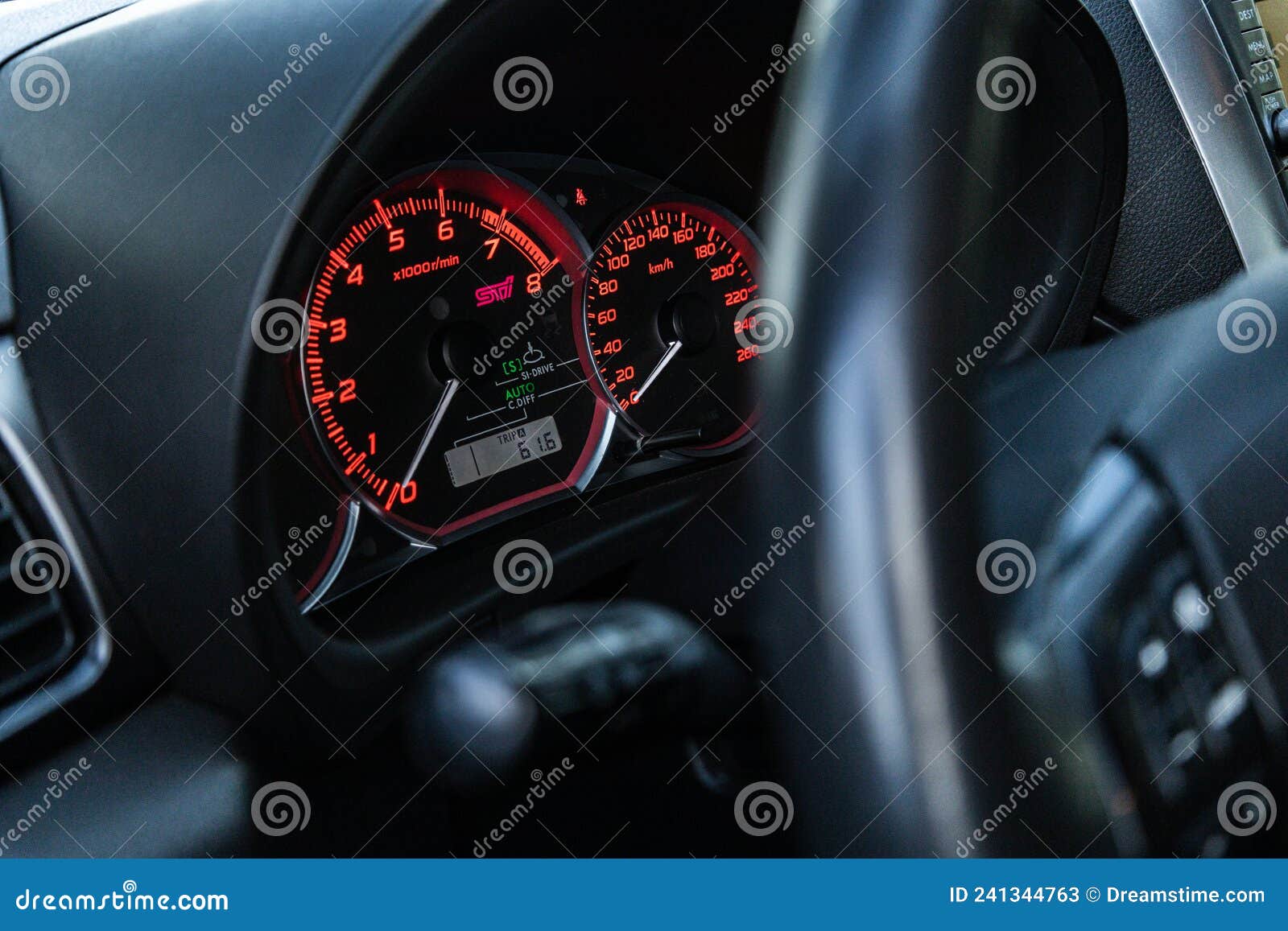 Subaru WRX STI dashboard stock image. Image of subaru - 241344763