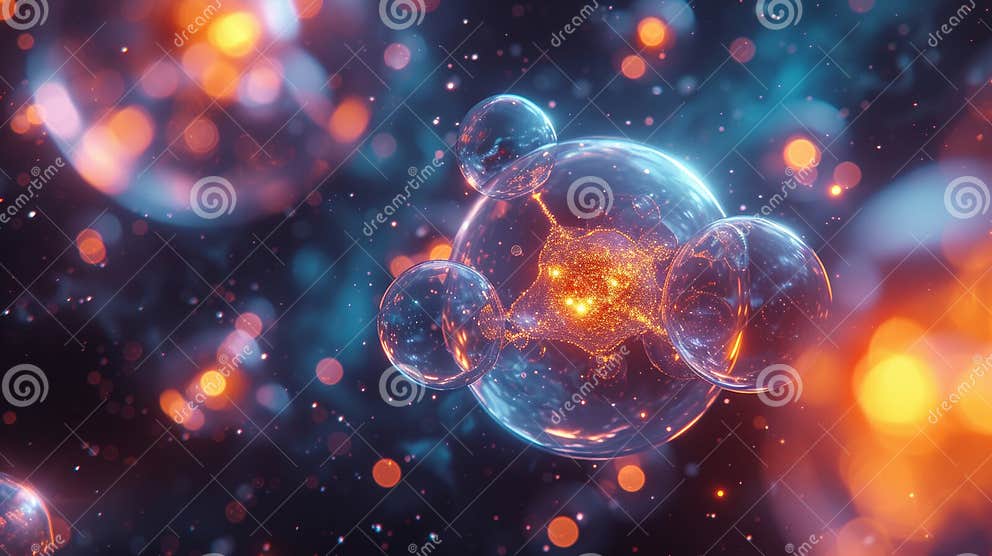 Subatomic Particles Interacting in a Colorful Cosmic Environment Stock ...