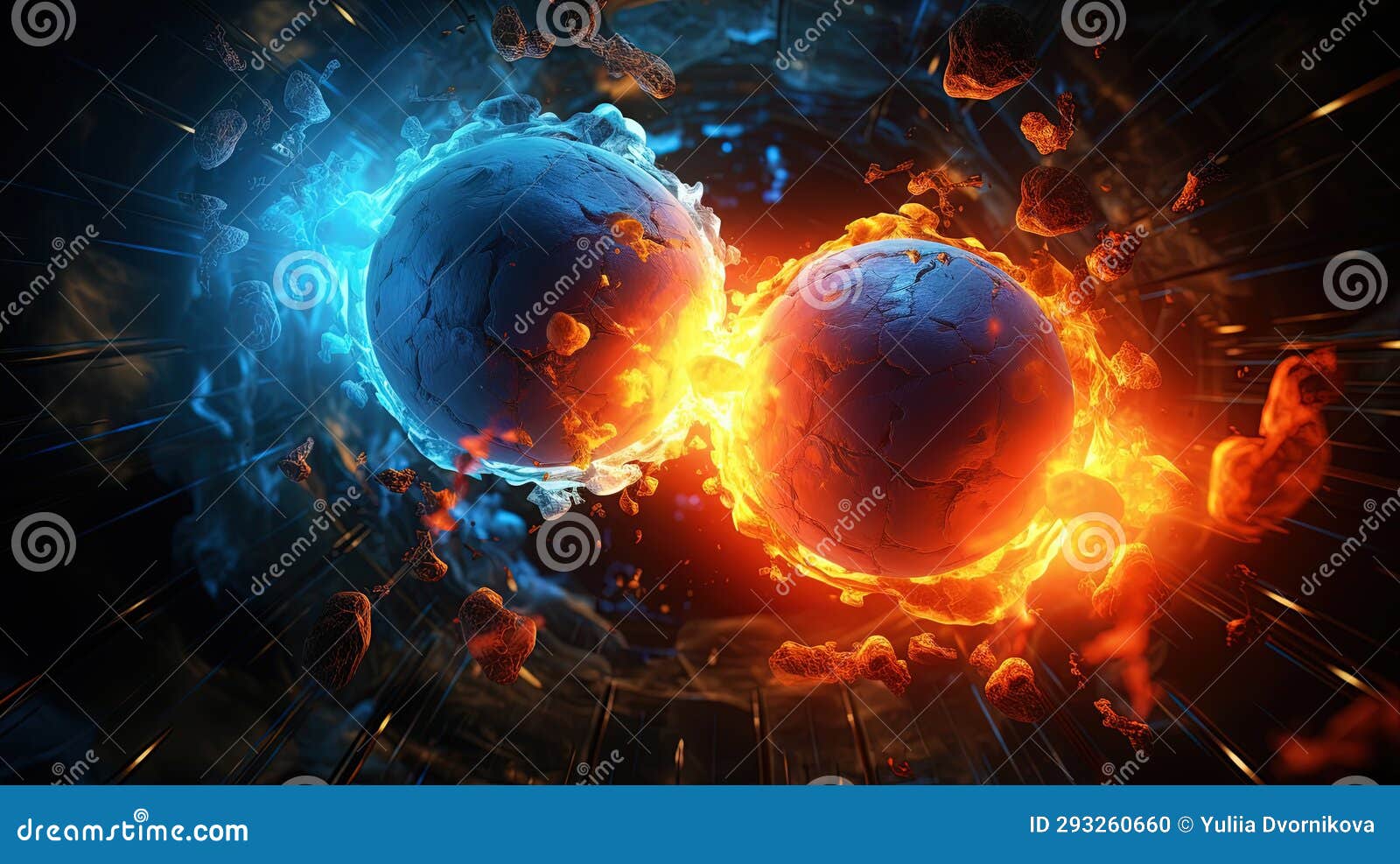 Subatomic Proton Particle Collision. Nuclear Fusion Concept Stock Photo ...