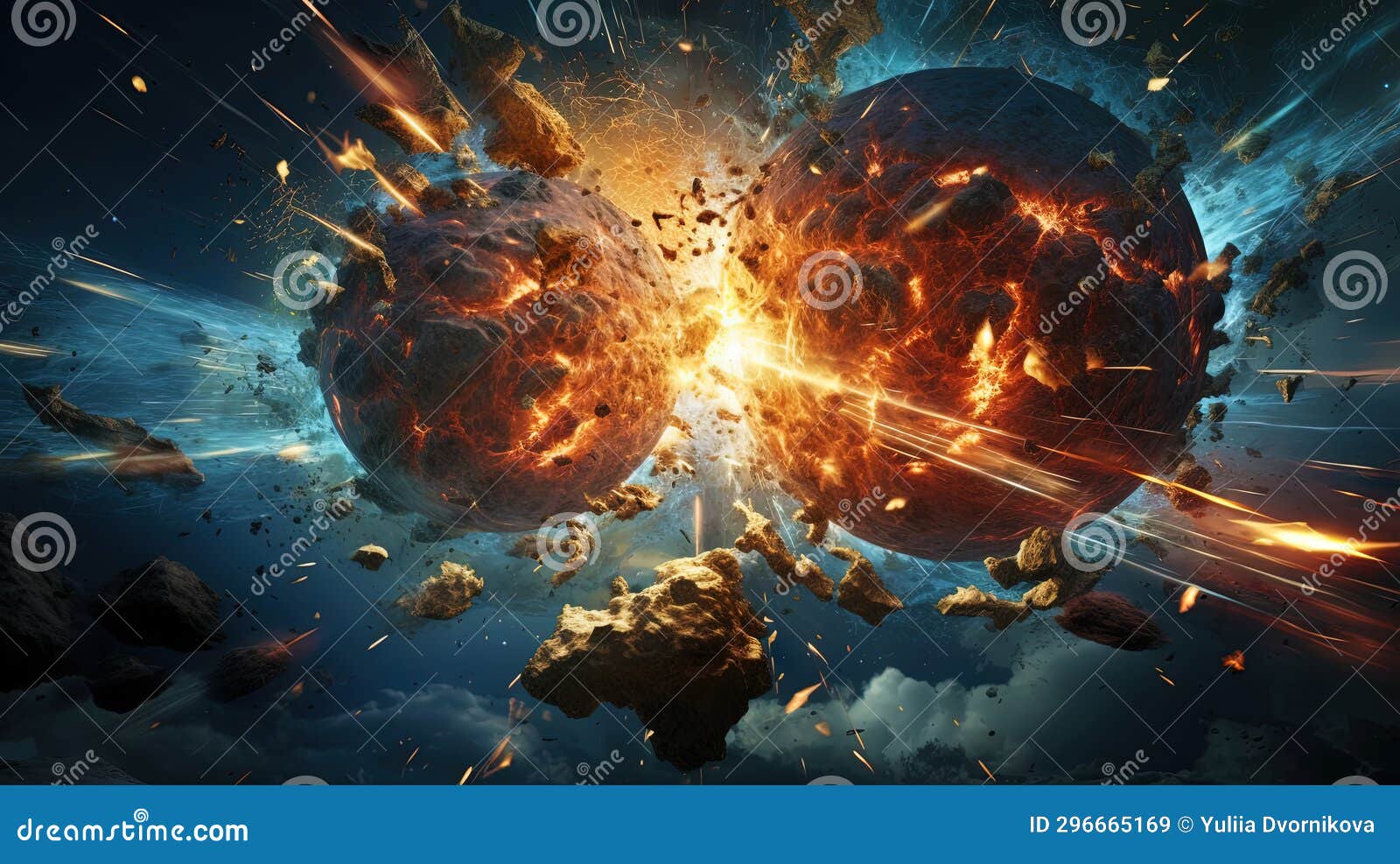 Subatomic Proton Particle Collision. Nuclear Fusion Concept Stock Image ...