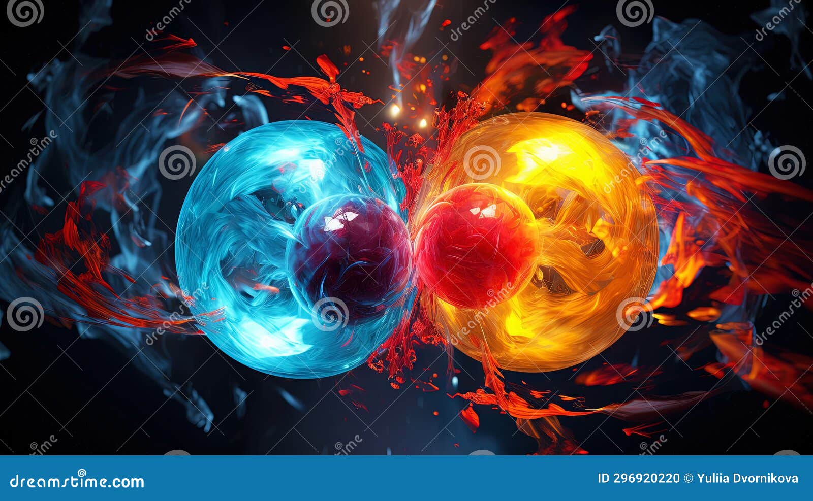 Subatomic Proton Particle Collision. Nuclear Fusion Concept Stock Photo ...