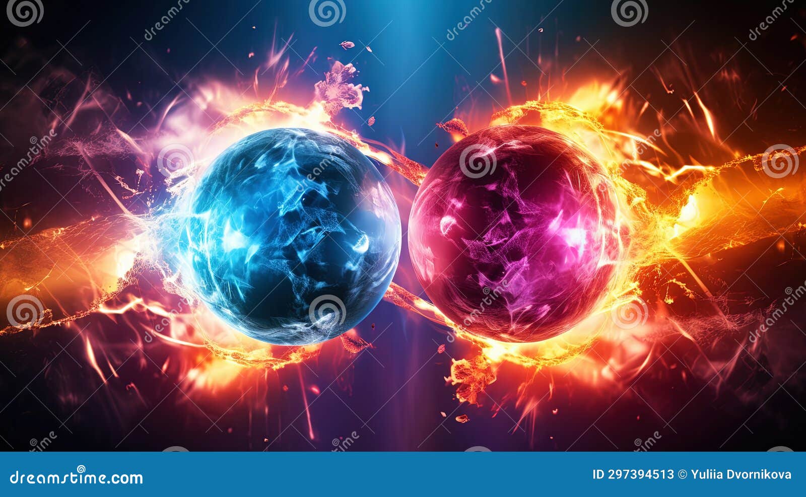 Subatomic Proton Particle Collision. Nuclear Fusion Concept Stock Image ...
