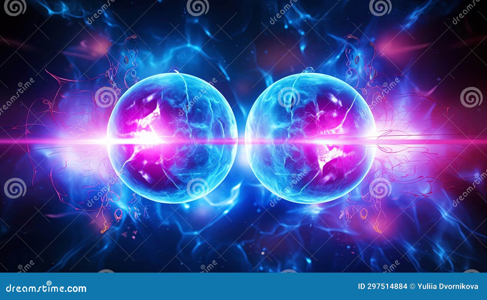 Subatomic Proton Particle Collision. Nuclear Fusion Concept Stock Photo ...