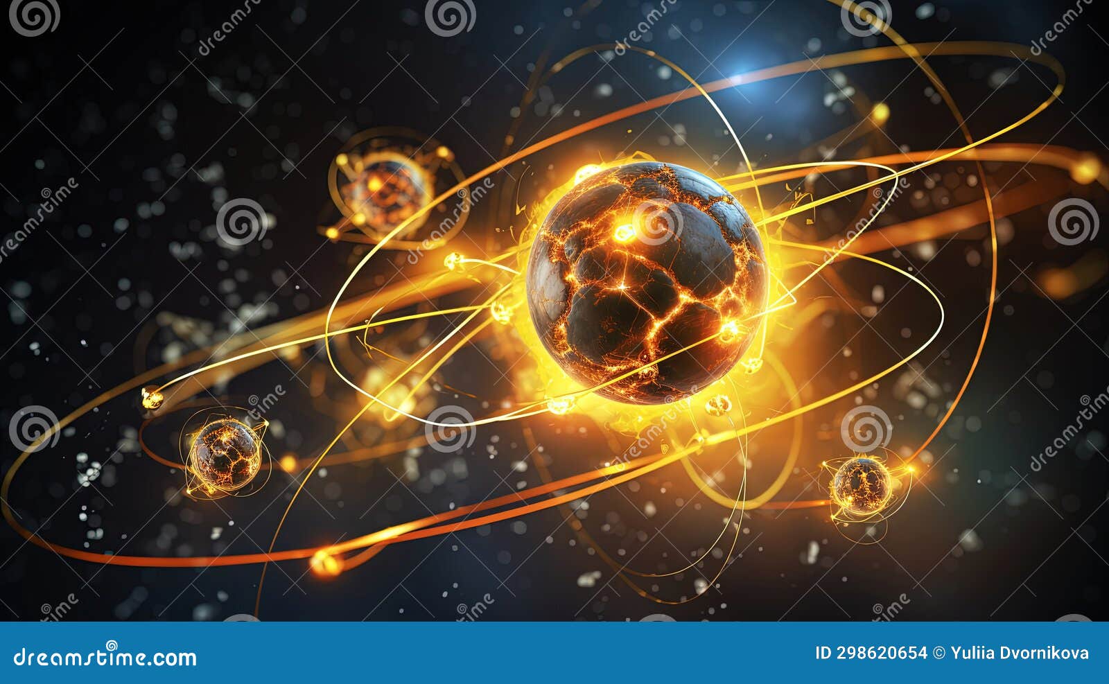 Subatomic Proton Particle Collision. Nuclear Fusion Concept Stock Photo ...