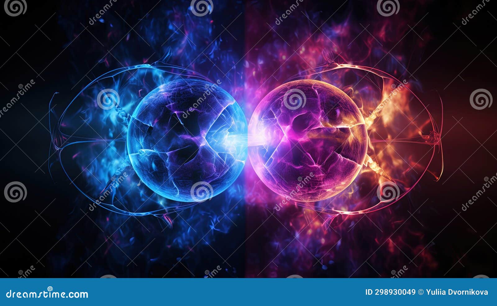 Subatomic Proton Particle Collision. Nuclear Fusion Concept Stock Image ...