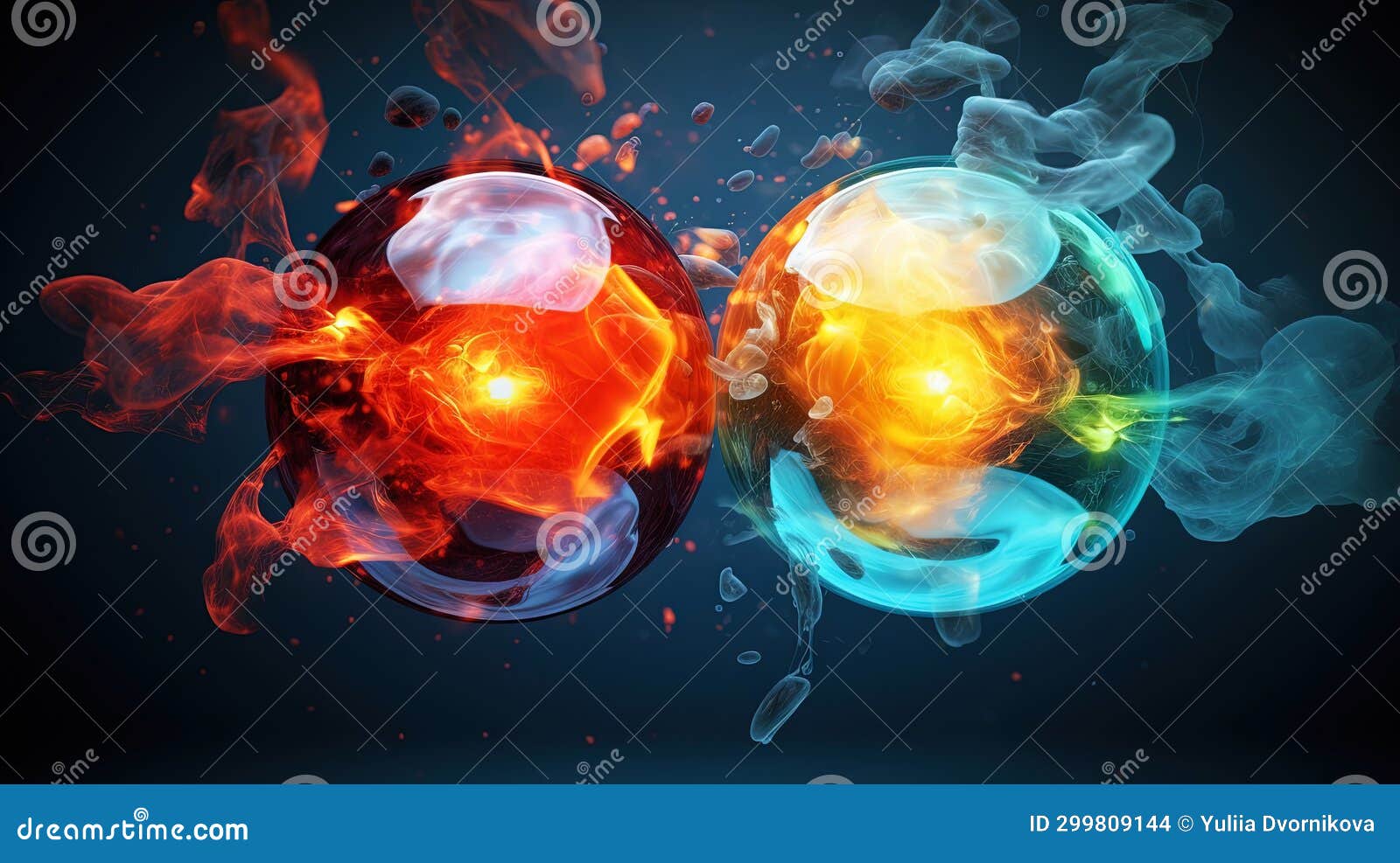 Subatomic Particle Collision Illustration. Nuclear Fusion Concept ...