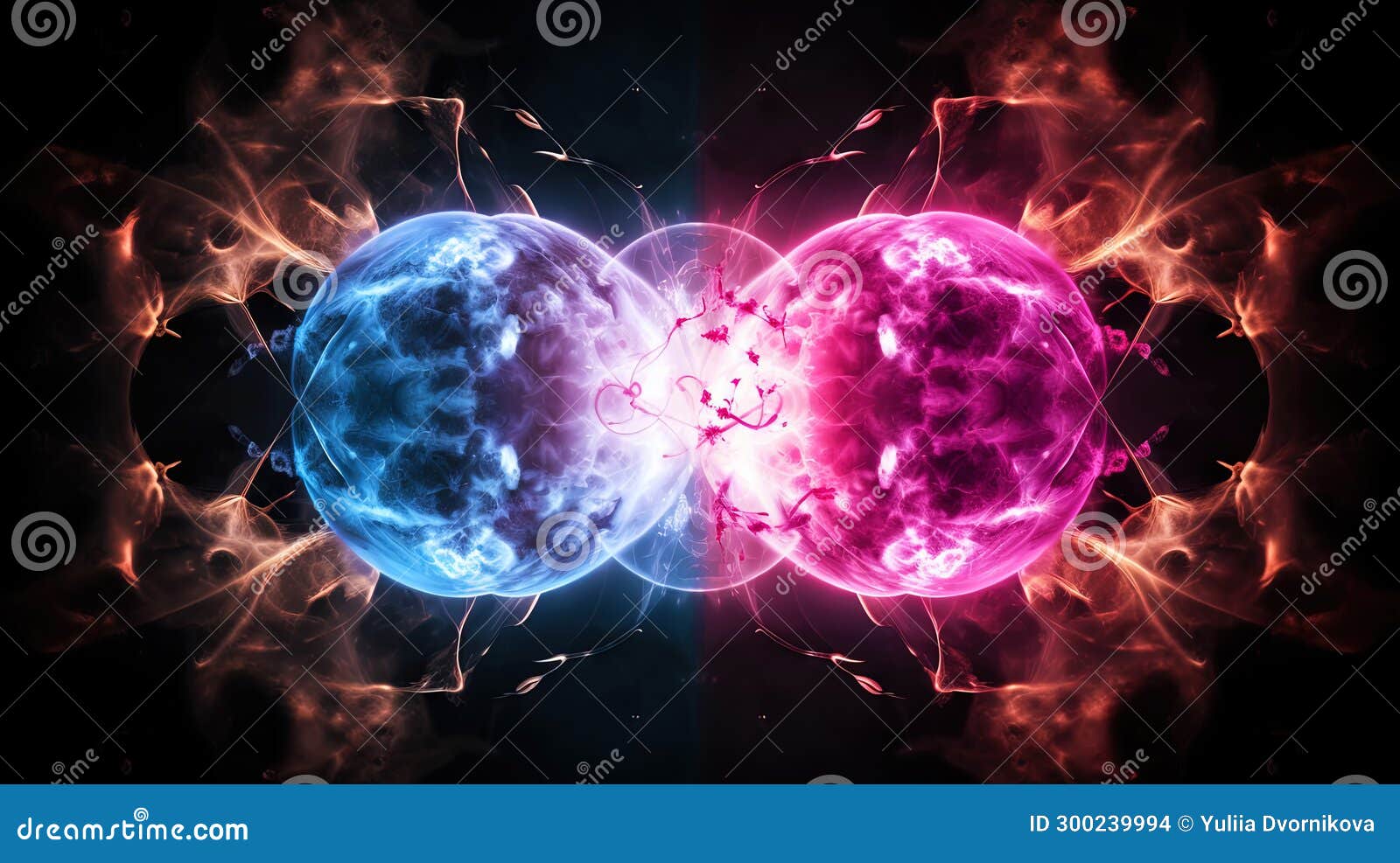 Subatomic Proton Particle Collision. Nuclear Fusion Concept Stock Photo ...