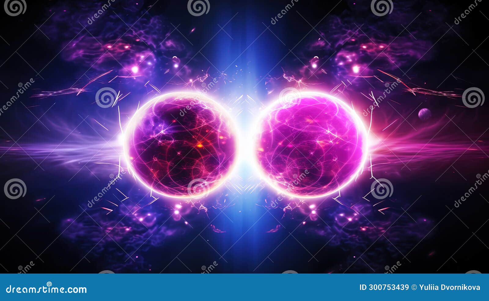 Subatomic Proton Particle Collision. Nuclear Fusion Concept Stock Image ...