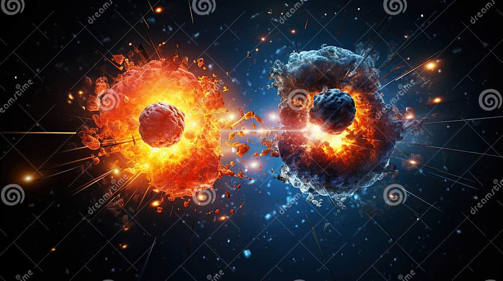 Subatomic Proton Particle Collision. Nuclear Fusion Concept Stock Photo - Image of higgs, proton ...
