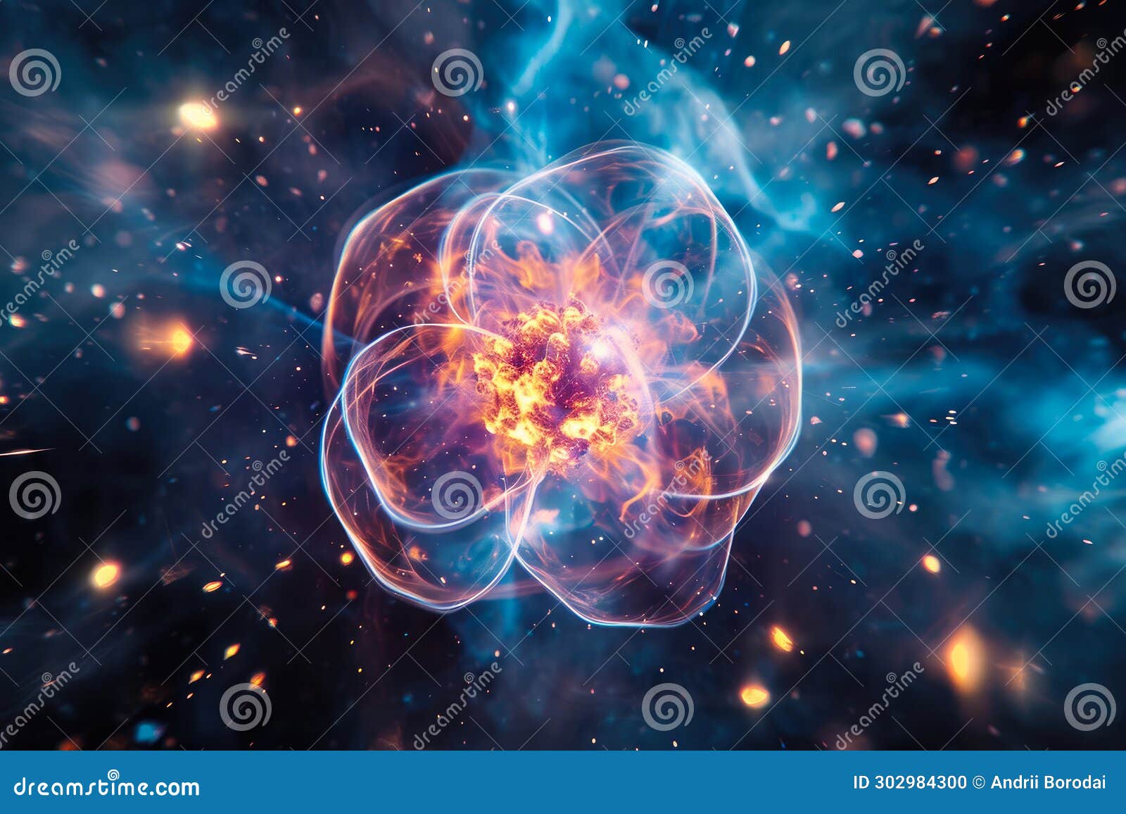Subatomic Symphony: Nucleus Surrounded by Electrons. Stock Illustration ...