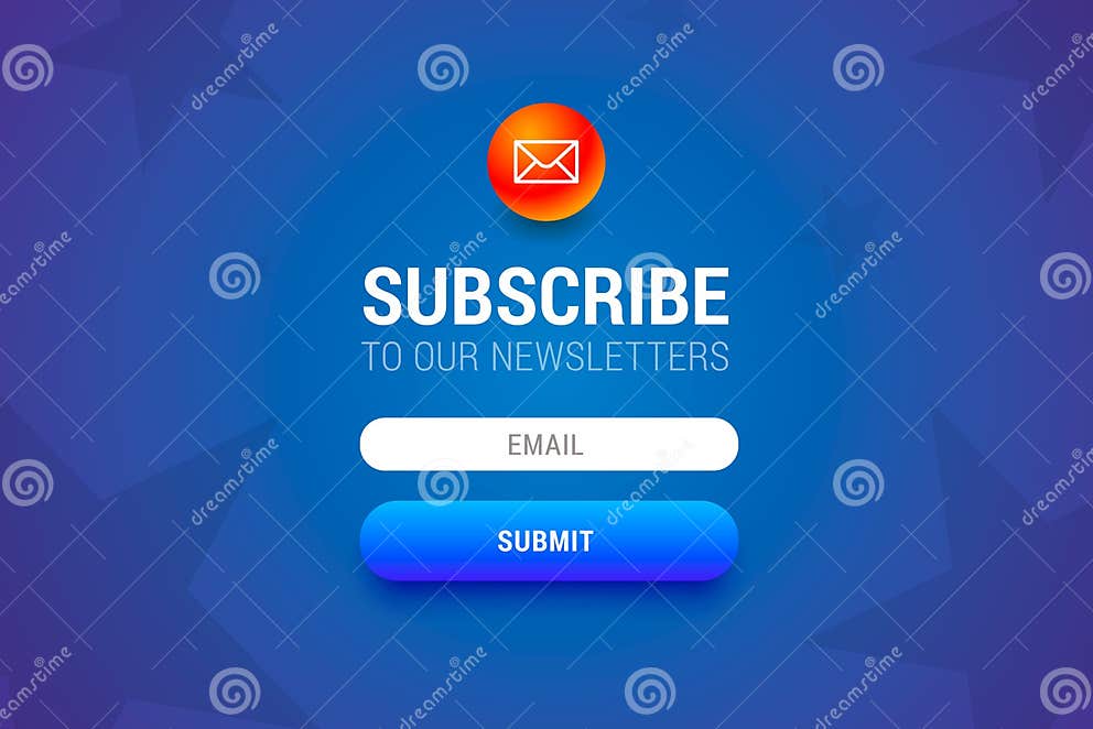 Subcribe Form with Name and Email Input Fields and Submit Button. Stock ...