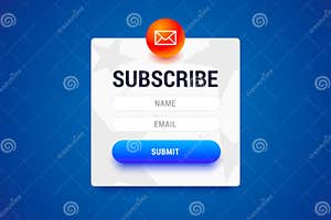 Subcribe Form With Name And Email Input Fields And Submit Button Stock 