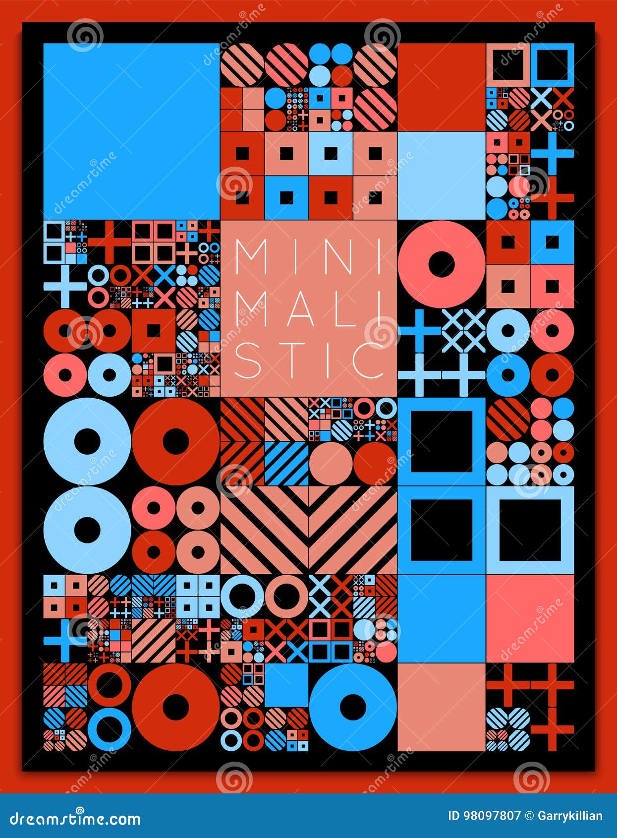 Subdivided Grid System With Symbols. Randomly Sized Objects With Fixed ...