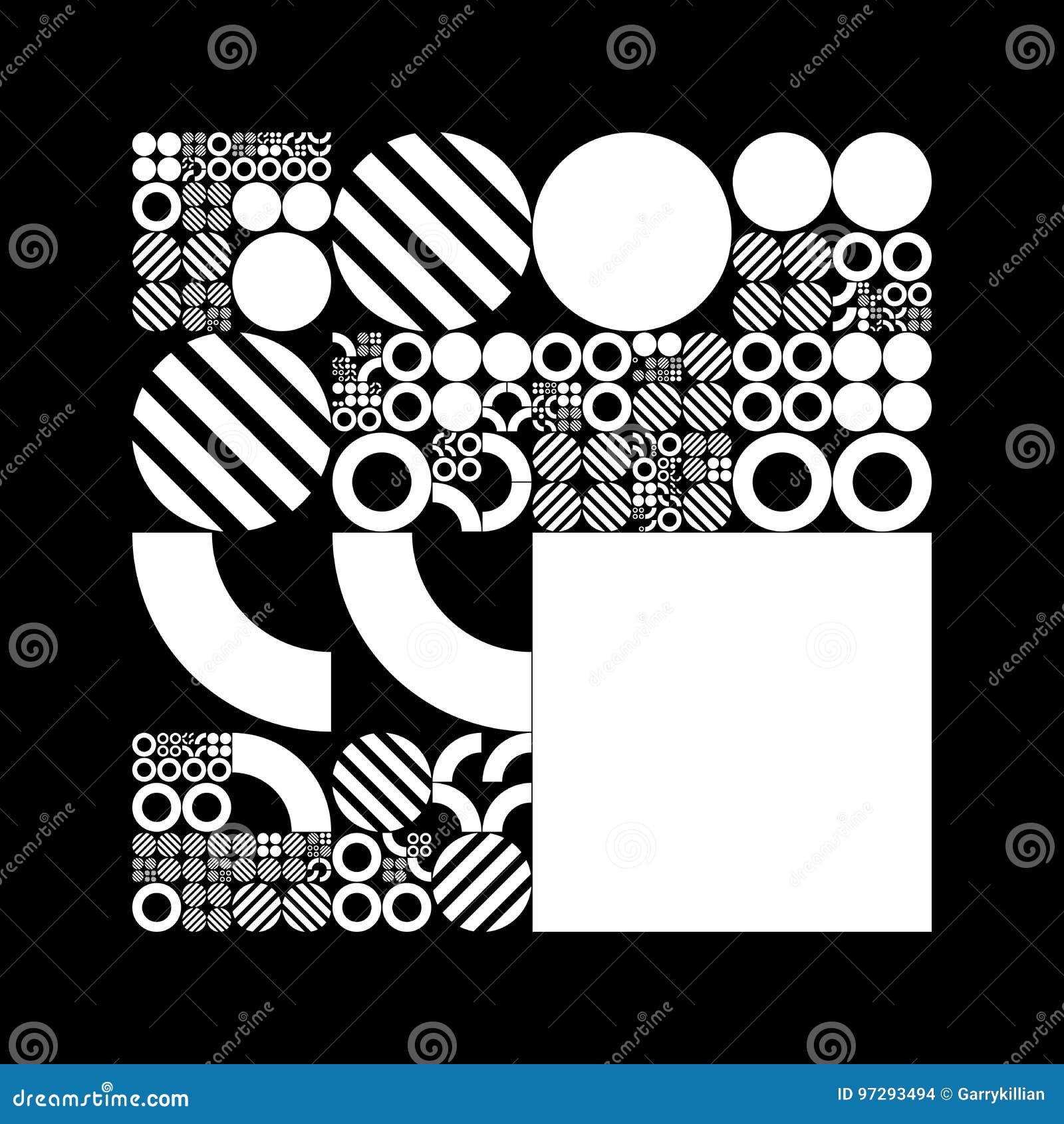 Subdivided Grid System With Symbols. Randomly Sized Objects With Fixed ...