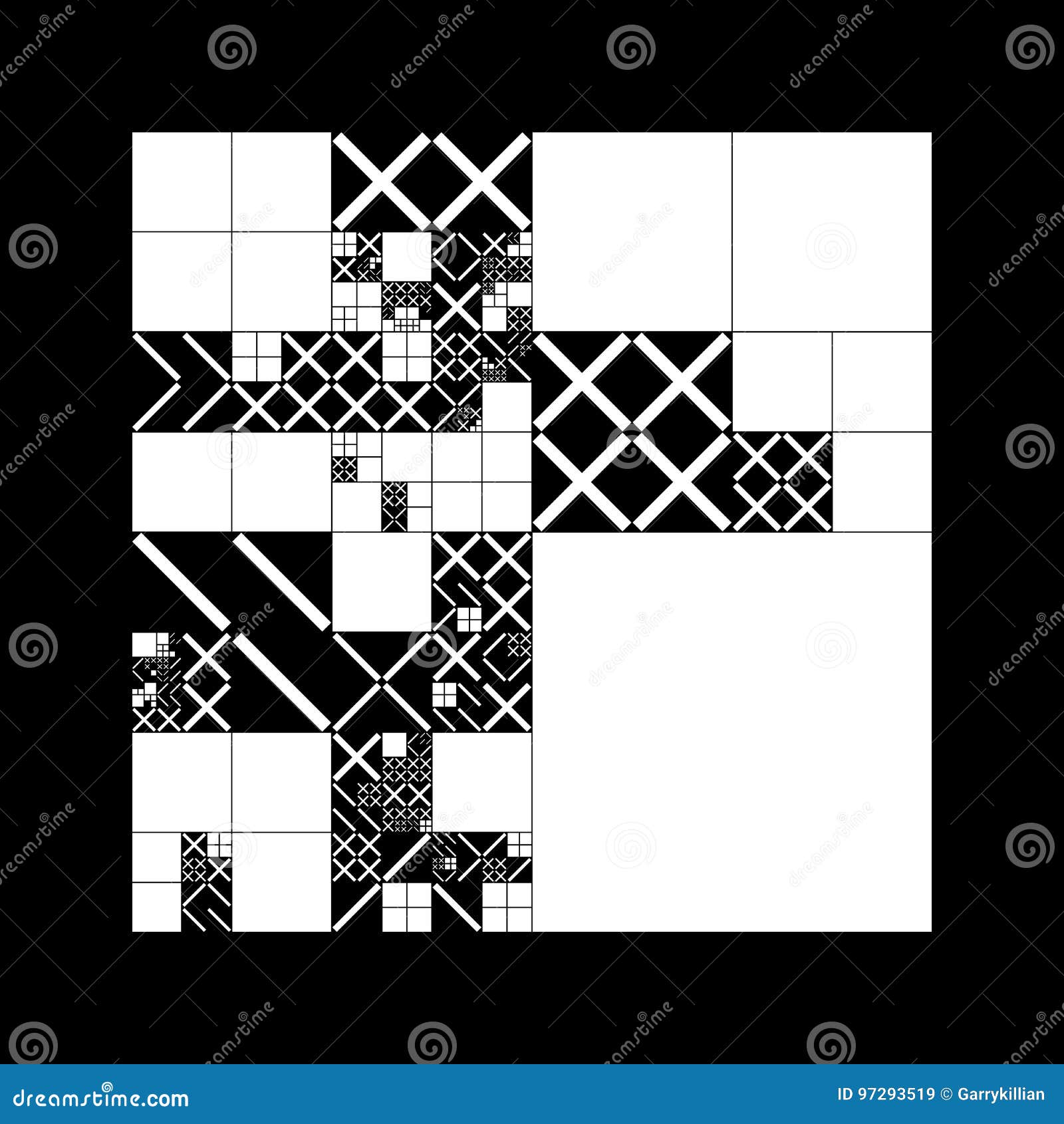 Subdivided Grid System With Symbols. Randomly Sized Objects With Fixed ...