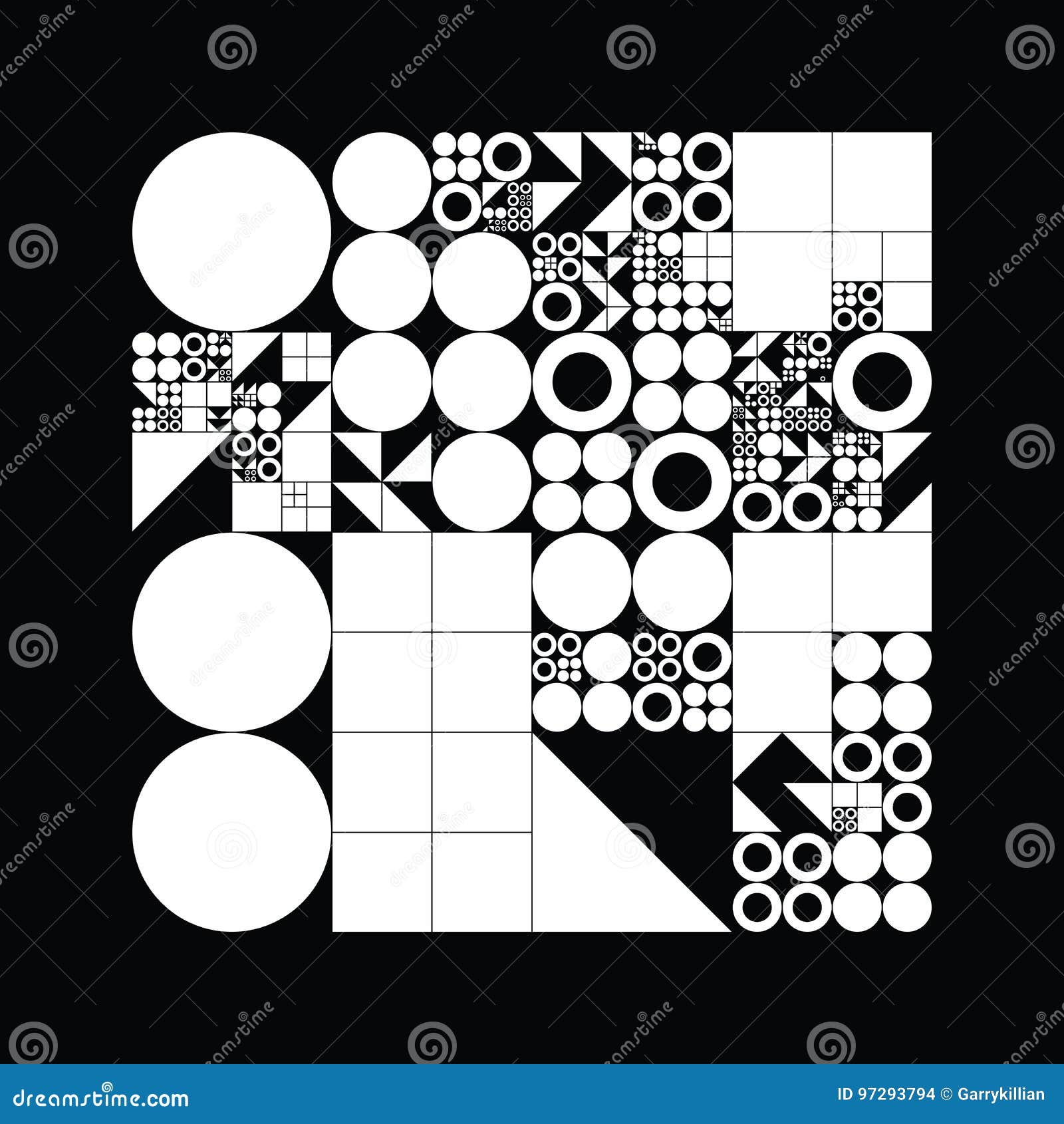 Subdivided Grid System With Symbols. Randomly Sized Objects With Fixed ...