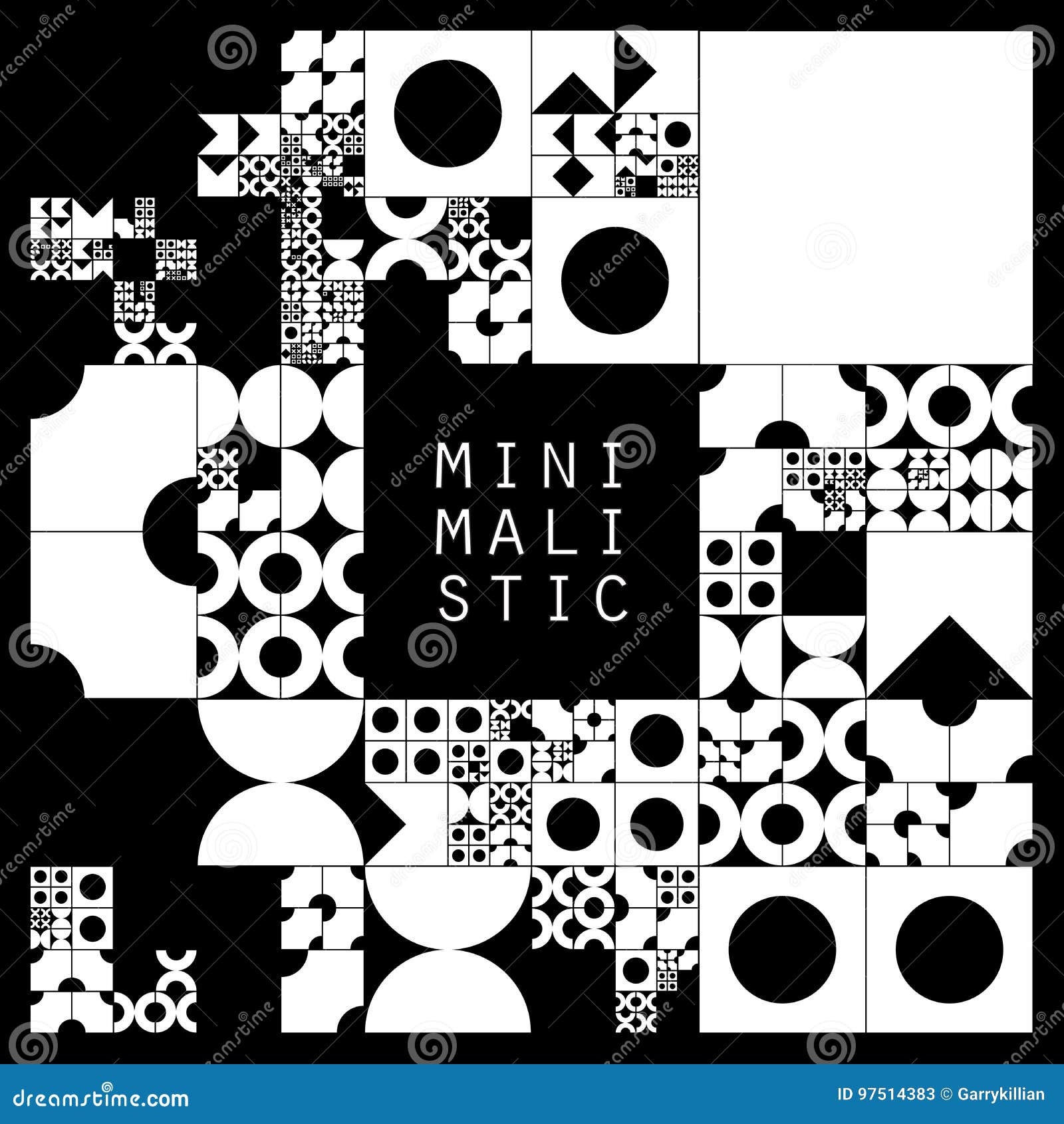 Subdivided Grid System With Symbols. Randomly Sized Objects With Fixed ...