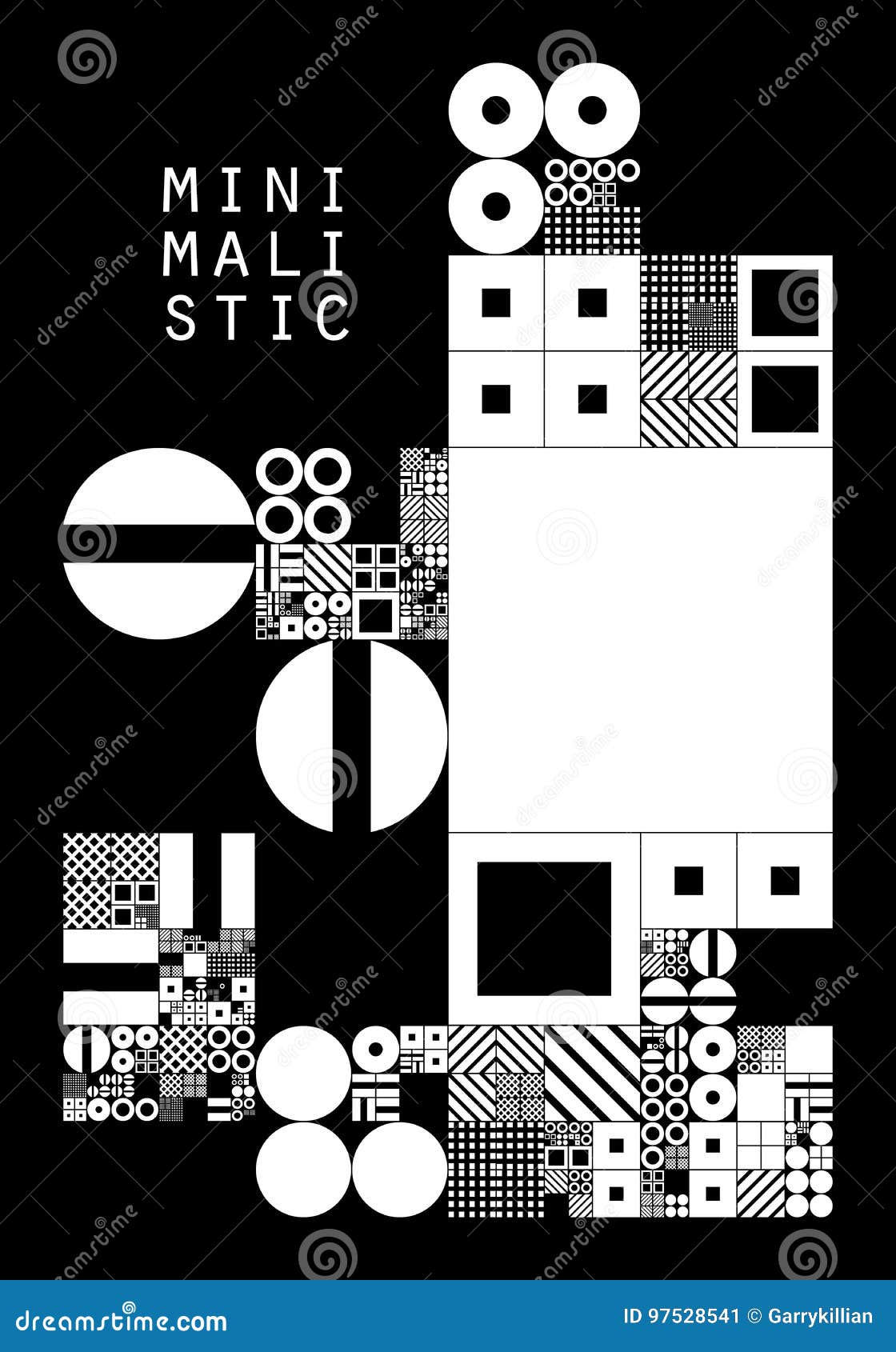 Subdivided Grid System With Symbols. Randomly Sized Objects With Fixed ...