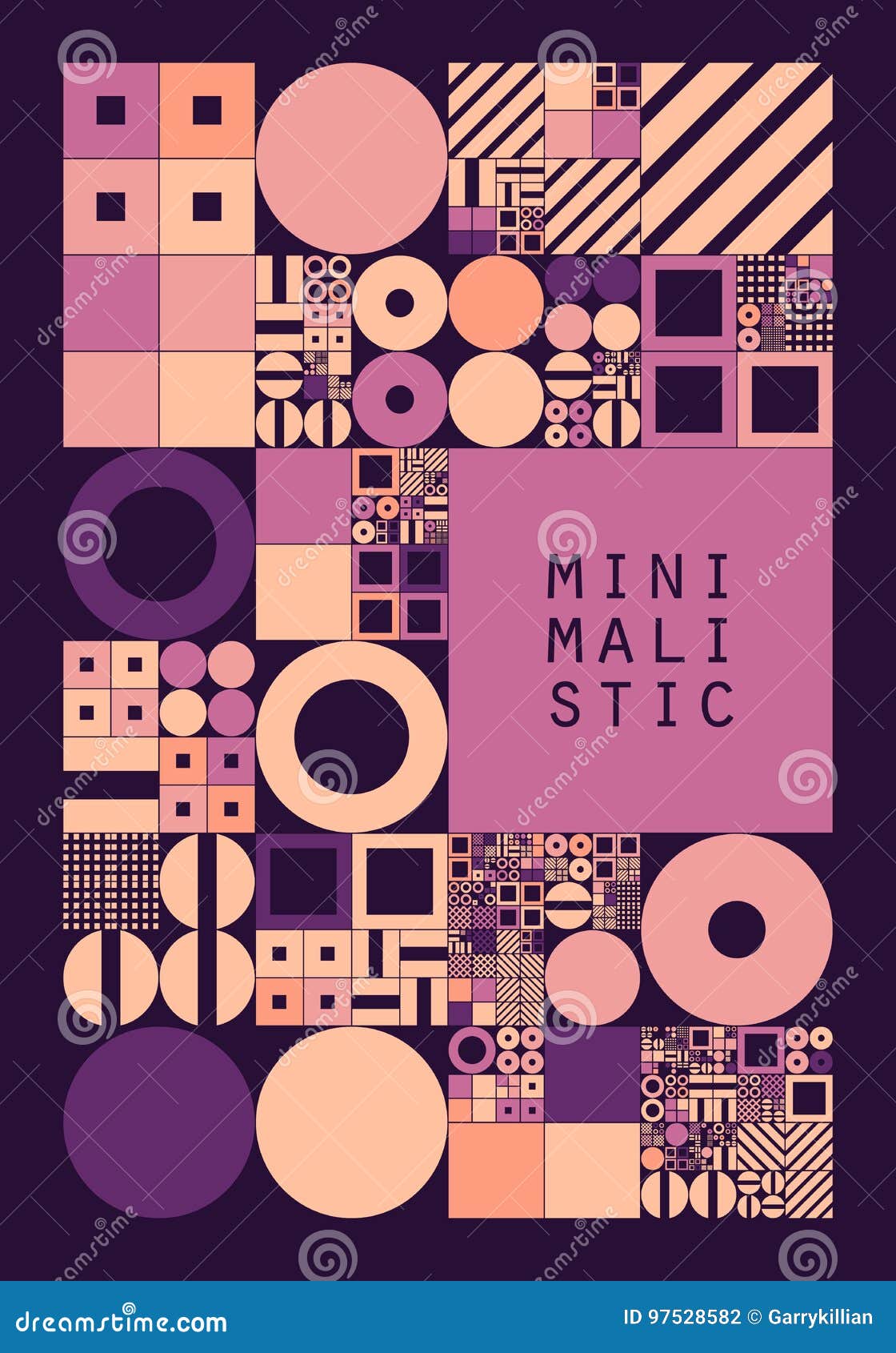 Subdivided Grid System With Symbols. Randomly Sized Objects With Fixed ...