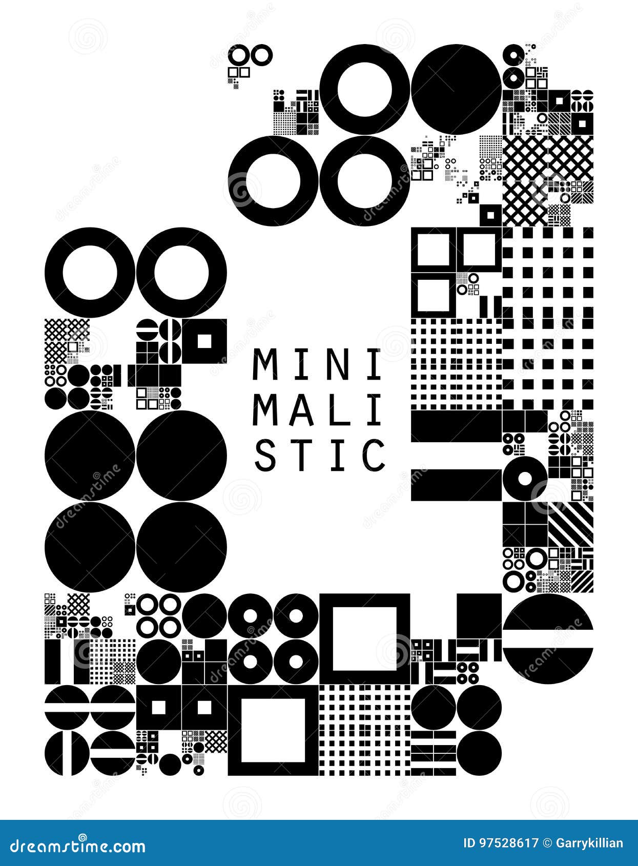 Subdivided Grid System With Symbols. Randomly Sized Objects With Fixed ...