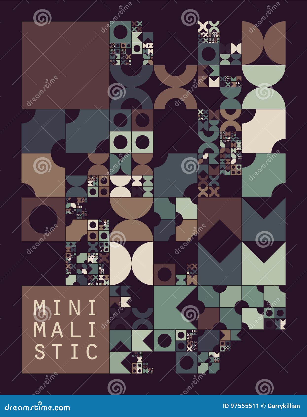 Subdivided Grid System With Symbols. Randomly Sized Objects With Fixed ...