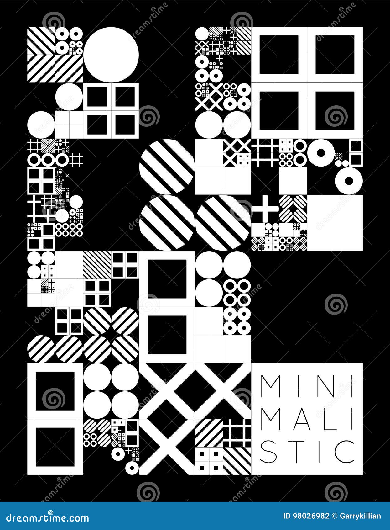 Subdivided Grid System with Symbols. Randomly Sized Objects with Fixed ...