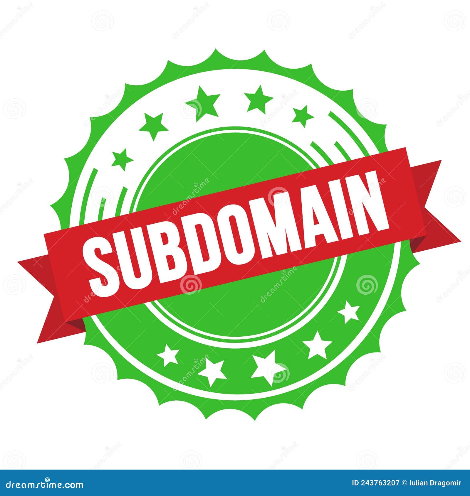 SUBDOMAIN Text on Red Green Ribbon Stamp Stock Illustration ...