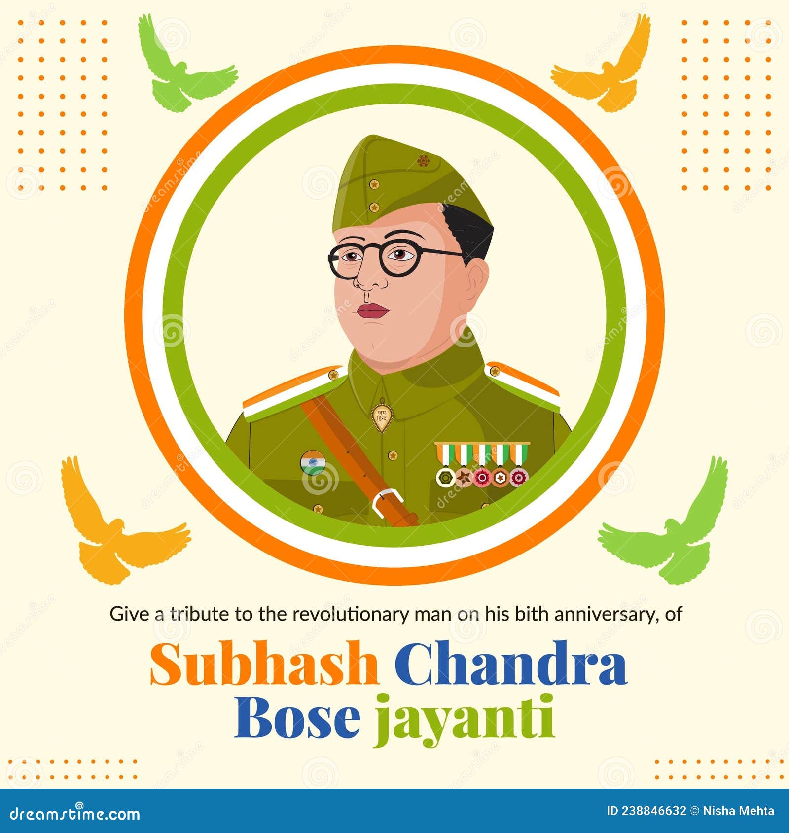 Subhash Chandra Bose Jayanti Banner Desig Editorial Photography ...