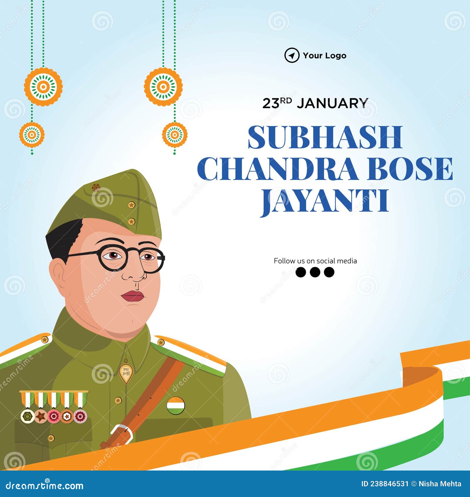 Subhash Chandra Bose Jayanti Banner Design Vektor Abbildung ...