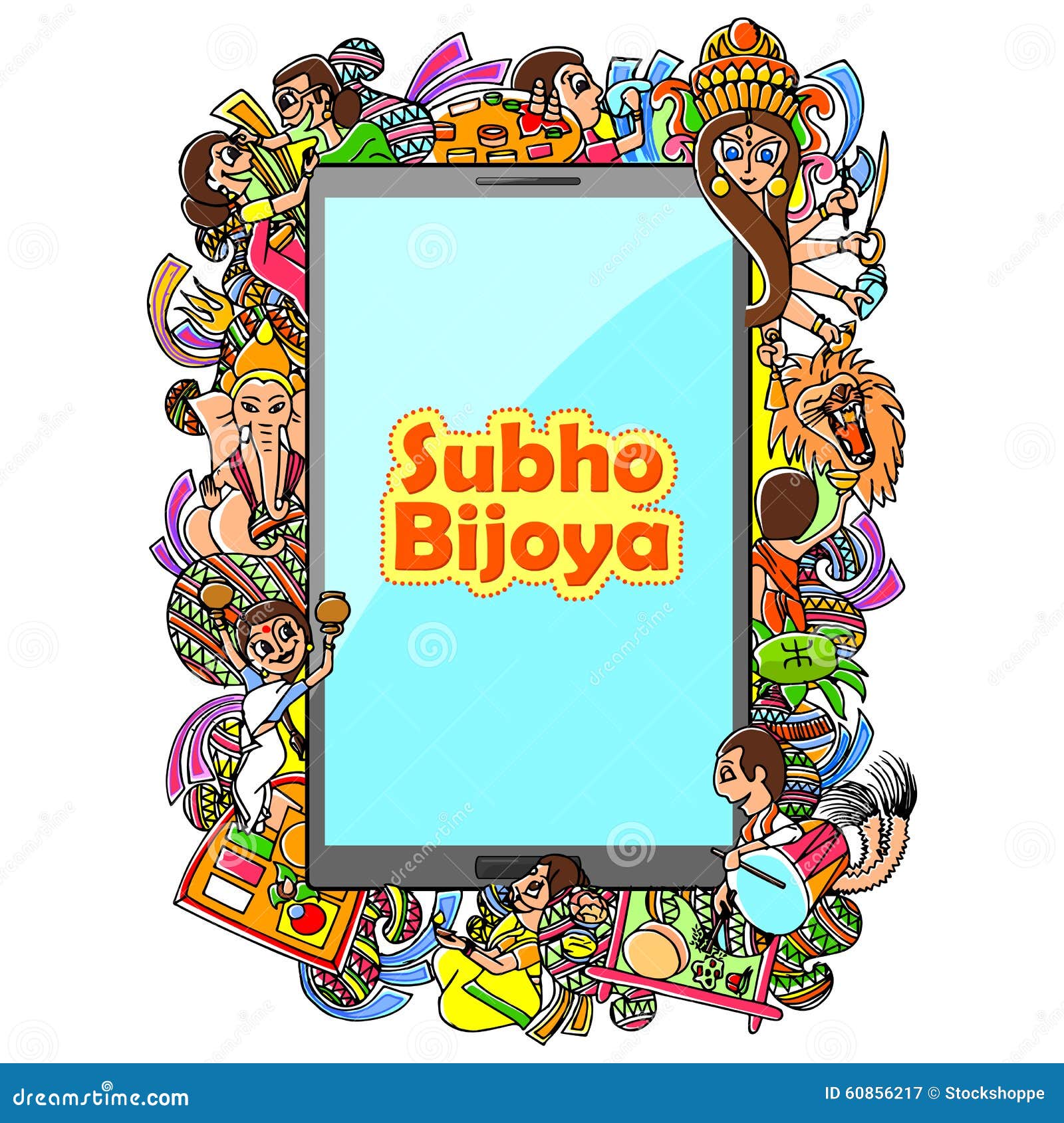 Subho Vijaya Poster Durga Puja Sale Poster Cartoon Vector ...