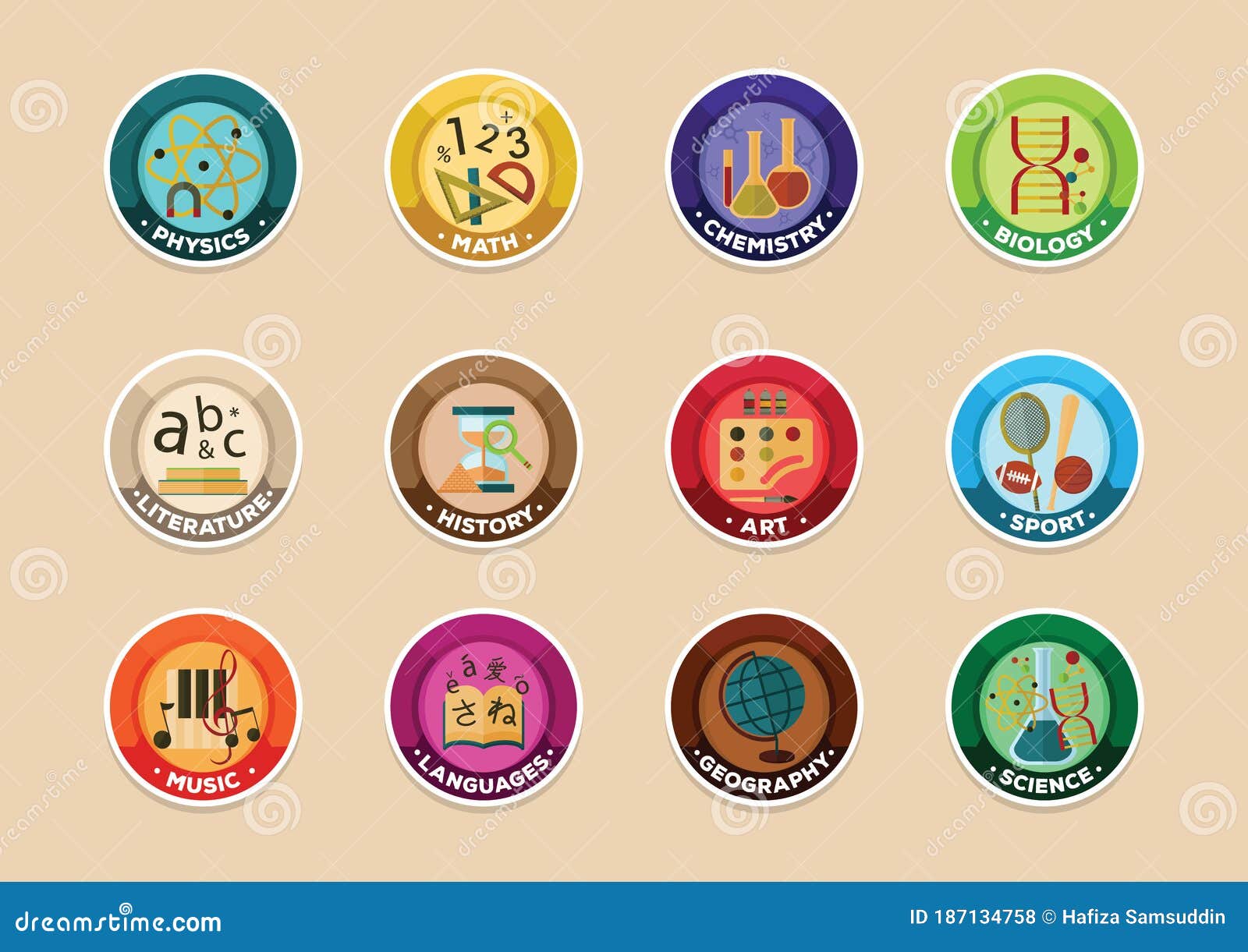 Subject Labels Set. Vector Illustration Decorative Design Stock Vector ...