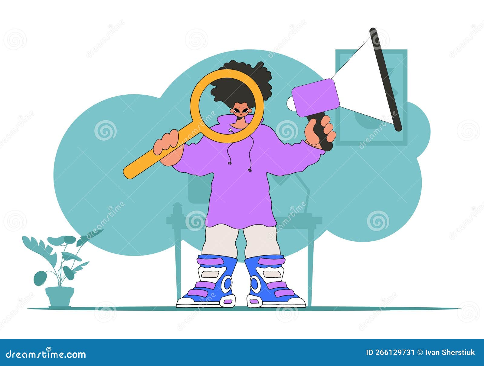 Subject Sphere of Human Resources. Guy with a Megaphone. Labor Market ...