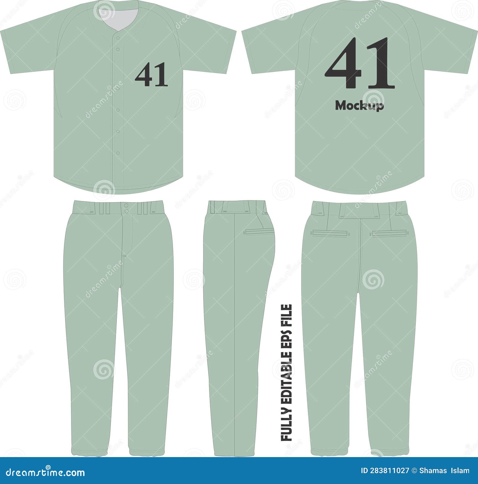 Sublimated Baseball Jersey Mock Ups Templates Vector Illustration ...