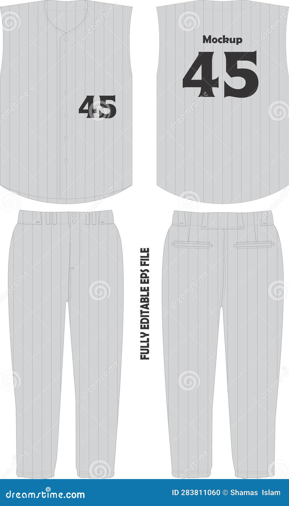 Sublimated Baseball Jersey Mock Ups Templates Vector Illustration ...