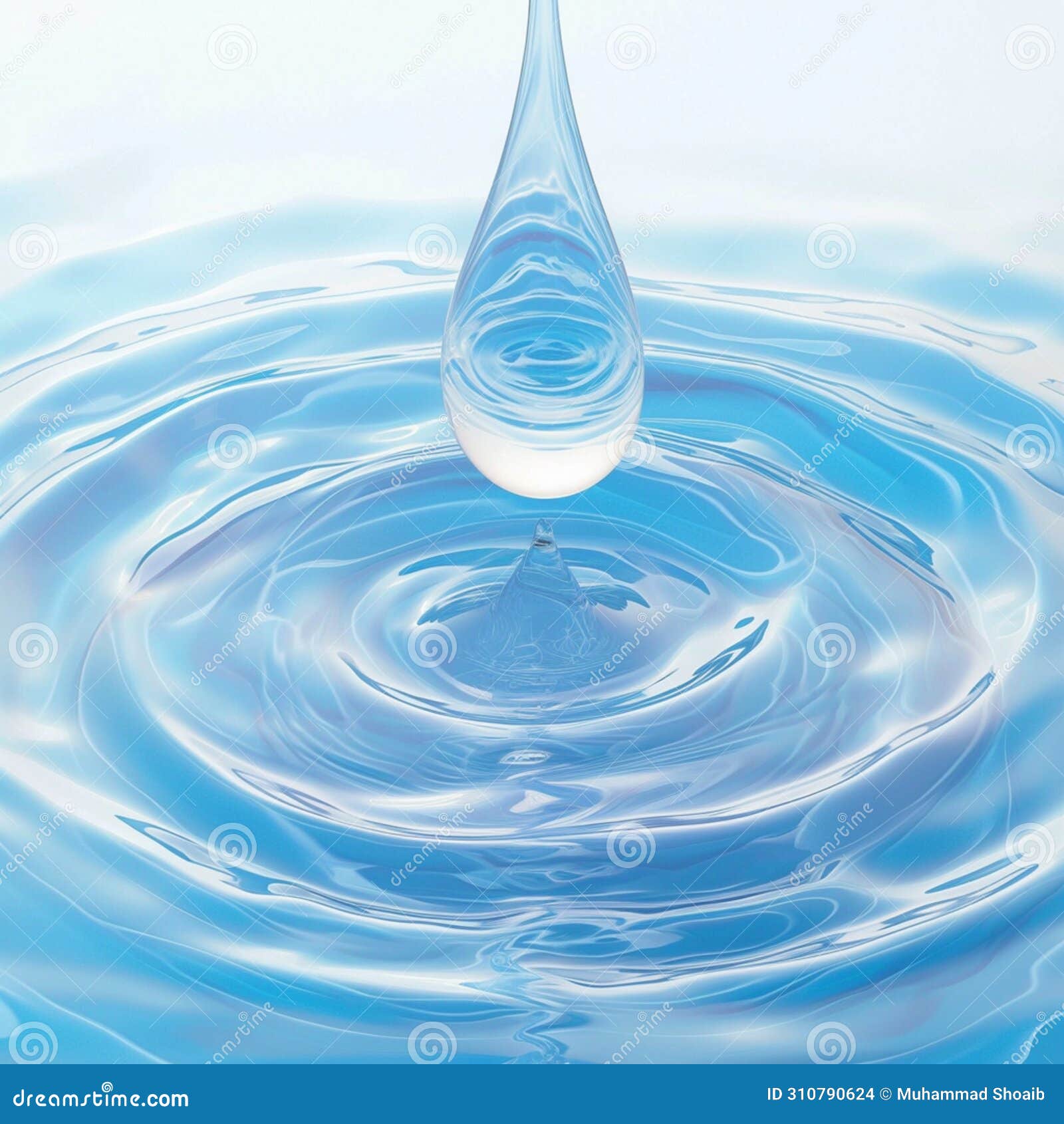 Sublime 3D Rendering Showcases Single Water Drop on Calm Surface Stock ...