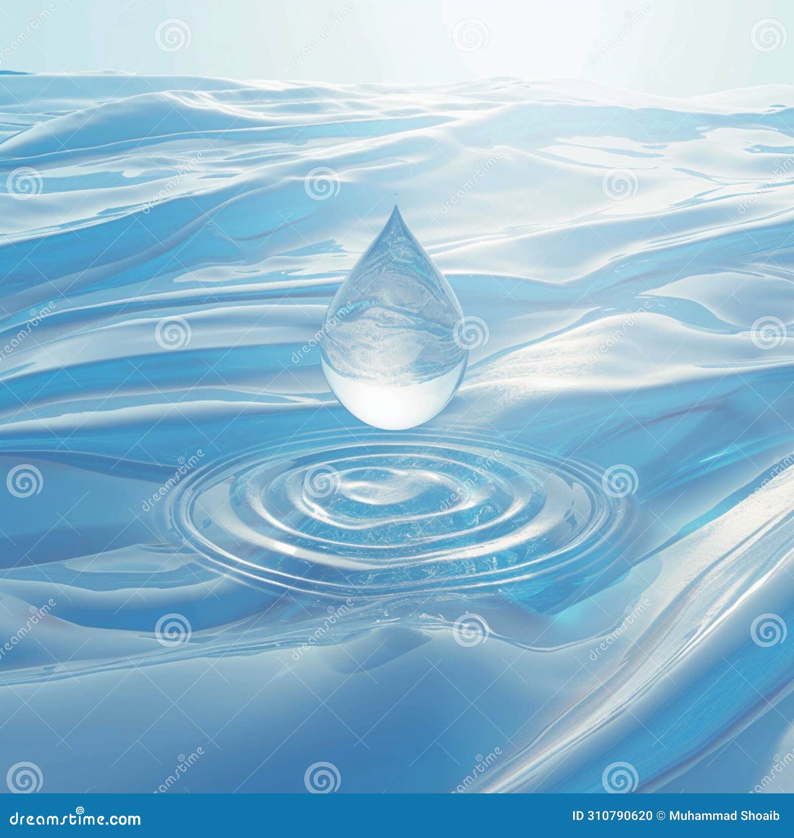 Sublime 3D Rendering Showcases Single Water Drop on Calm Surface Stock ...