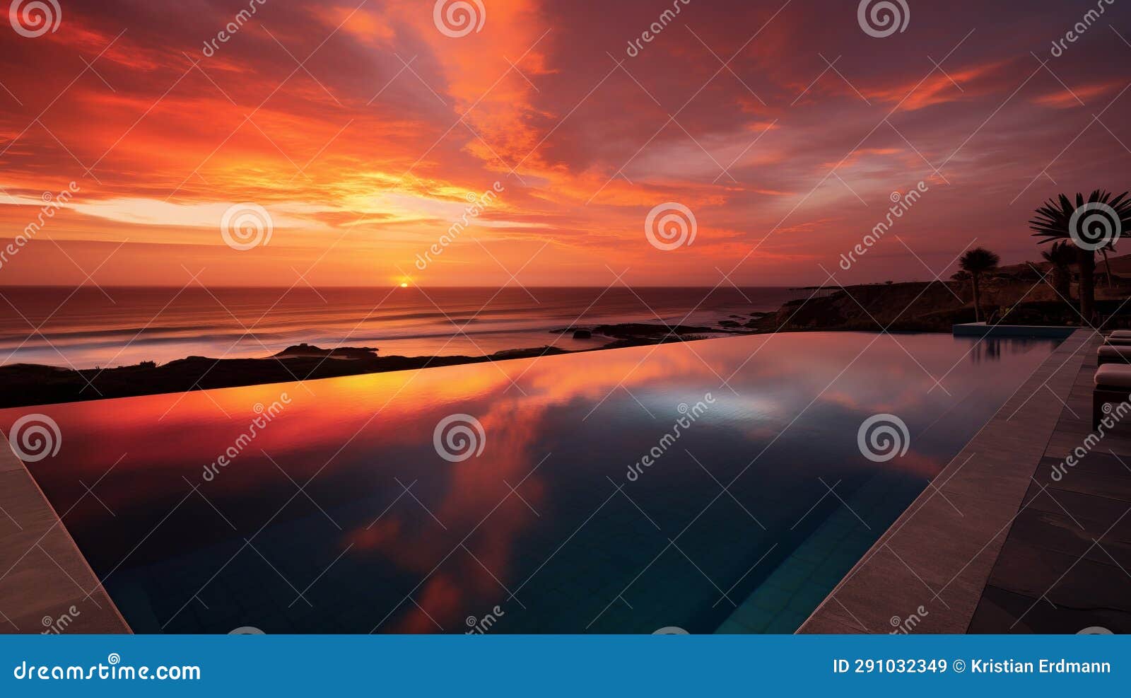 Elegance Meets Horizon: Luxurious Infinity Pool at Sunset Stock ...