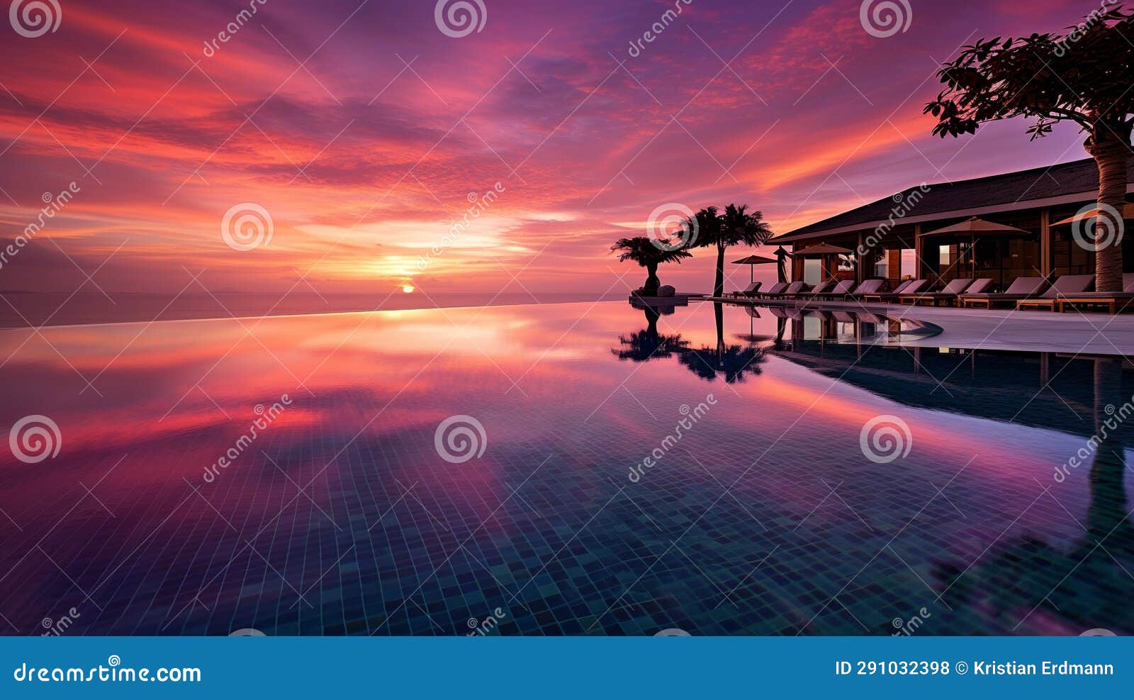 Elegance Meets Horizon: Luxurious Infinity Pool at Sunset Stock ...