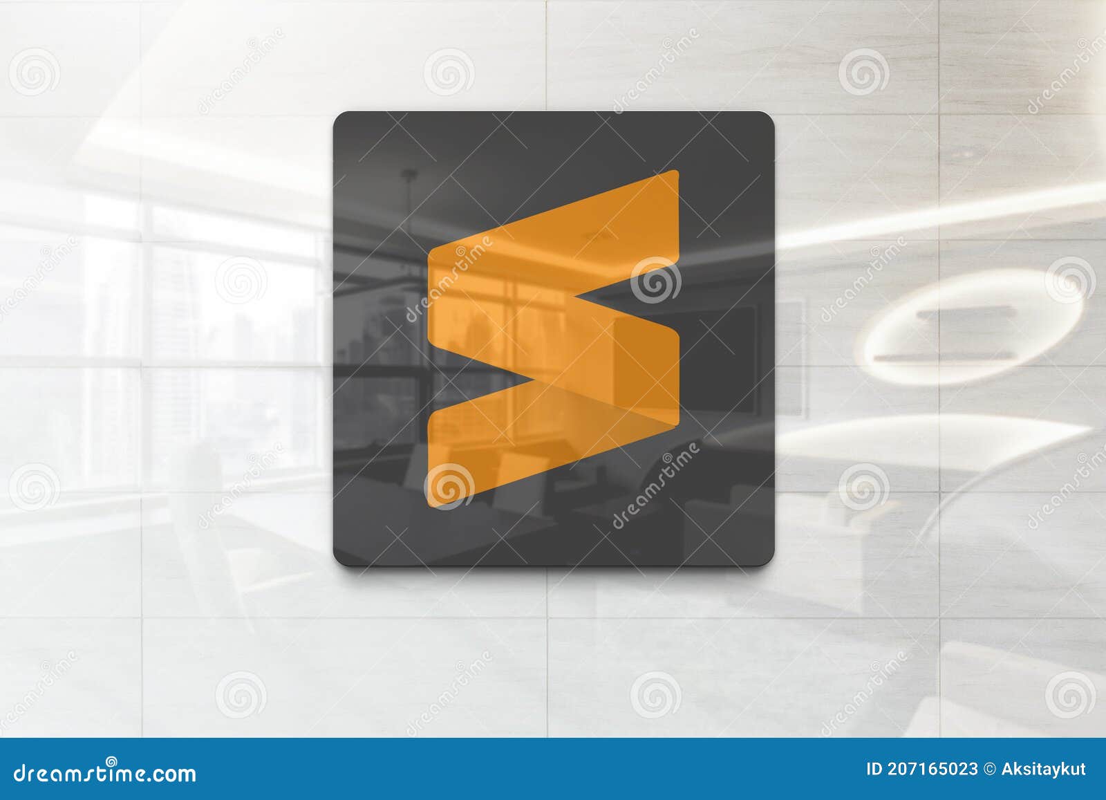 Sublime Text on Glossy Office Wall Realistic Texture Editorial Stock ...