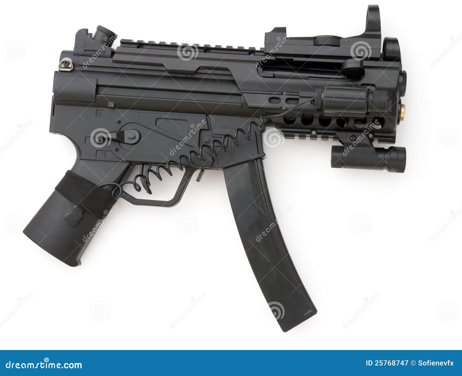 Submachine gun stock image. Image of white, pistol, view - 25768747