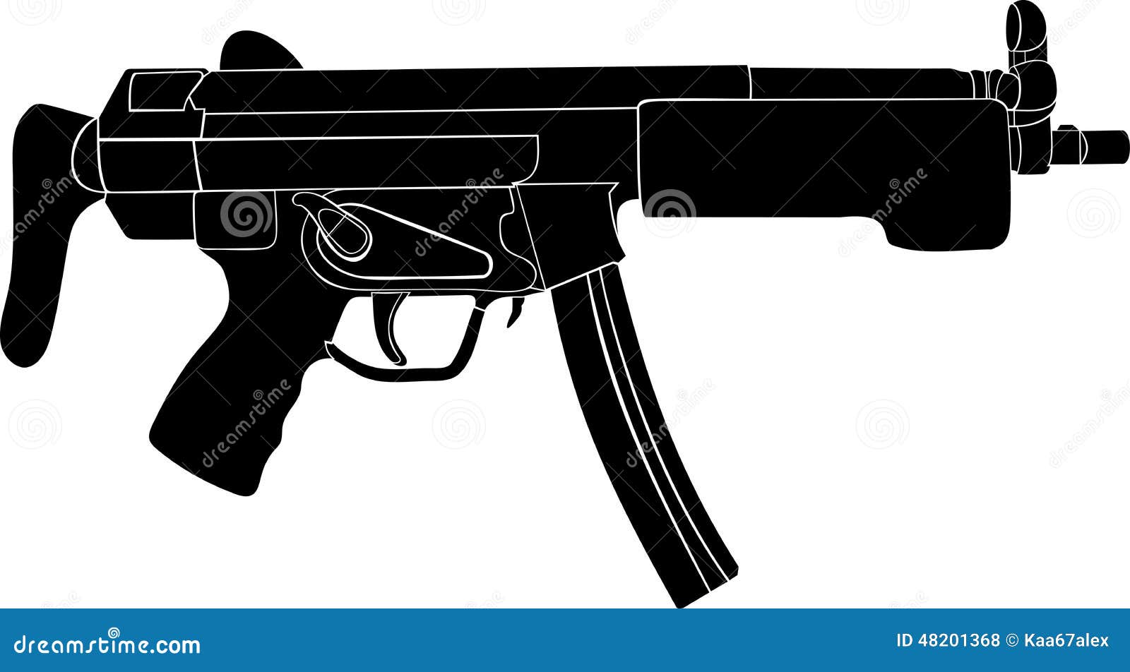 Submachine gun stock vector. Illustration of conflict - 48201368
