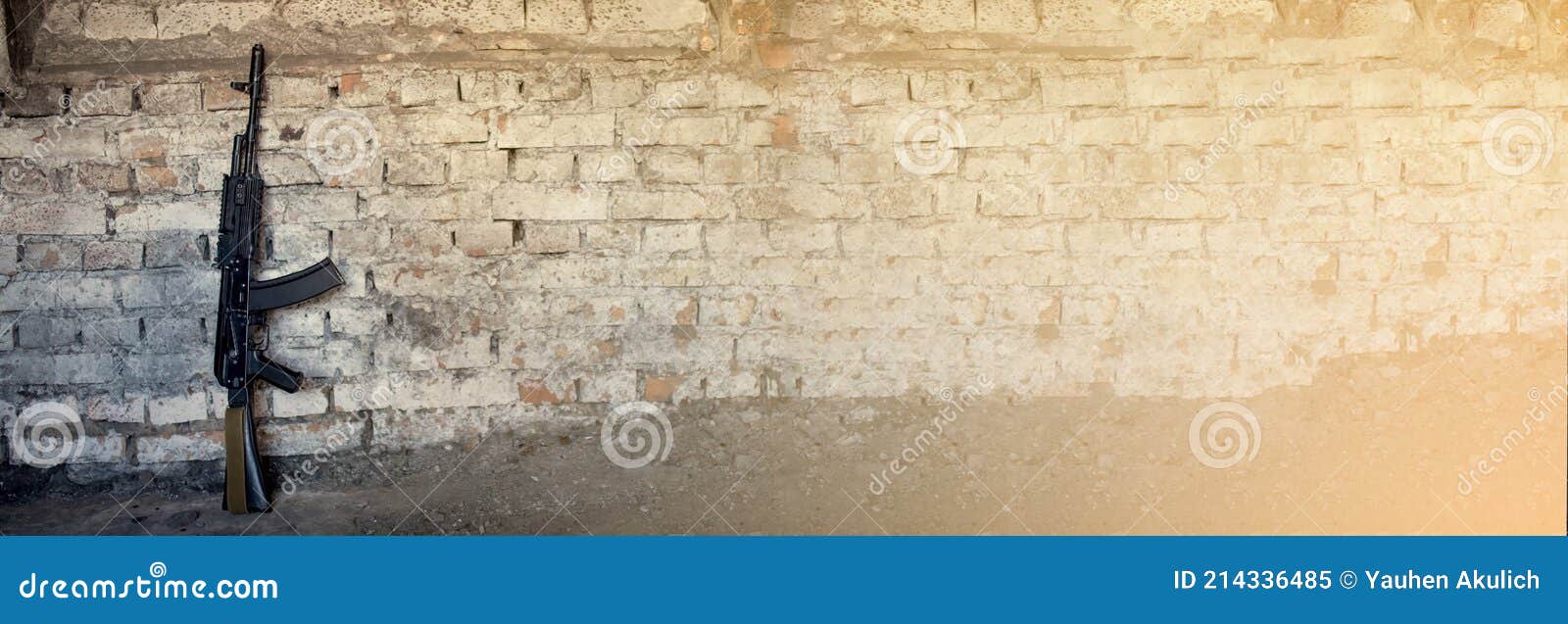 Submachine Gun Kalashnikov AK-47 Against the Wall Stock Image - Image ...