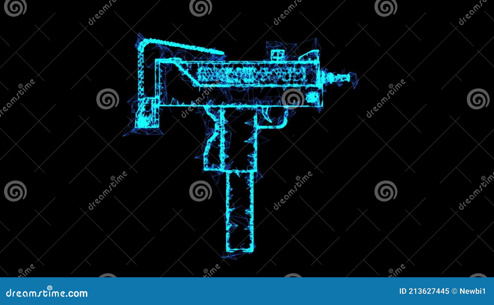 Submachine Gun Modern Firearms Pistol. Wireframe Low Poly Stock Video ...