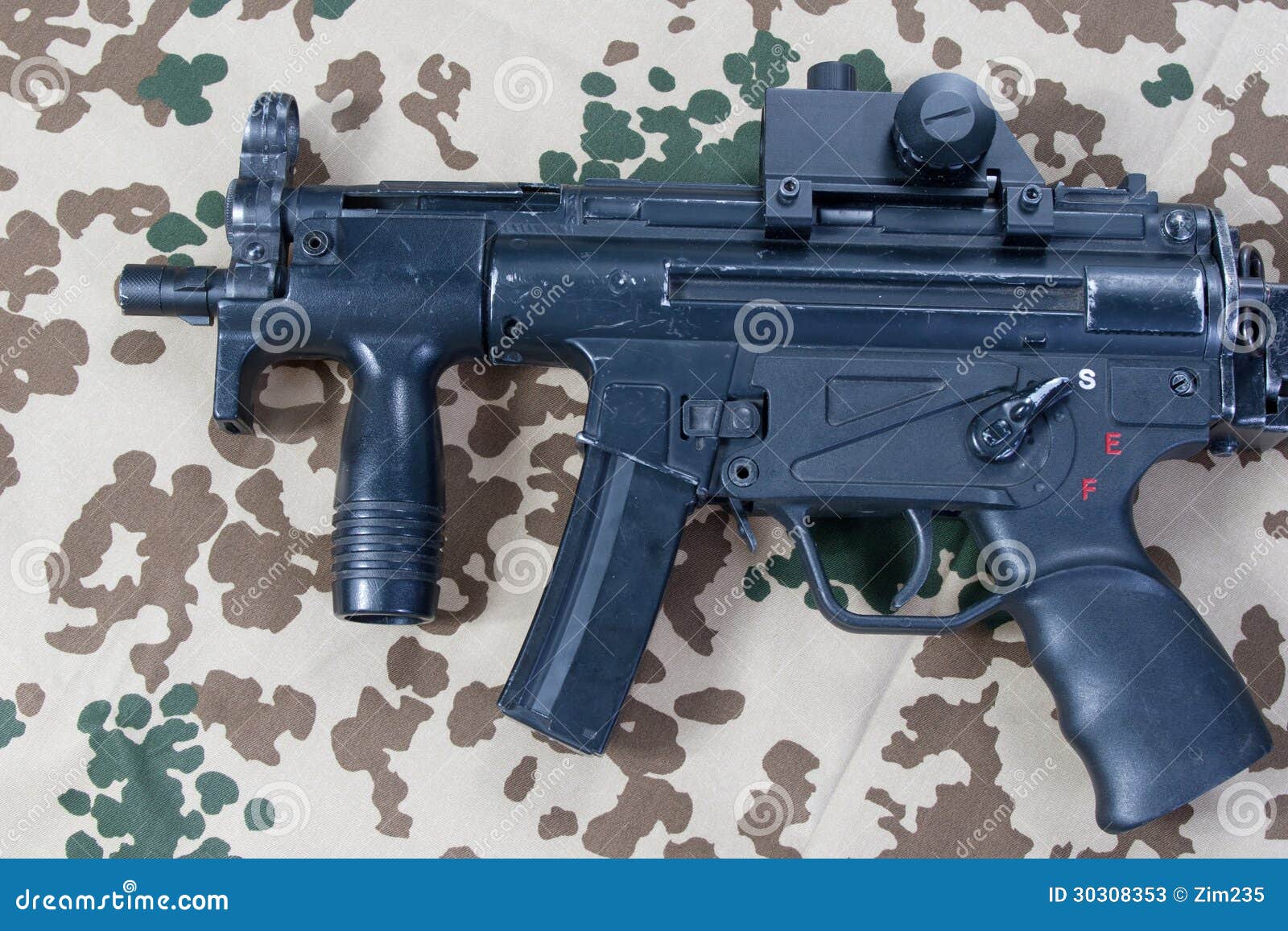 Modern Submachine Gun MP5 On Desert Camouflaged Background Stock Image ...